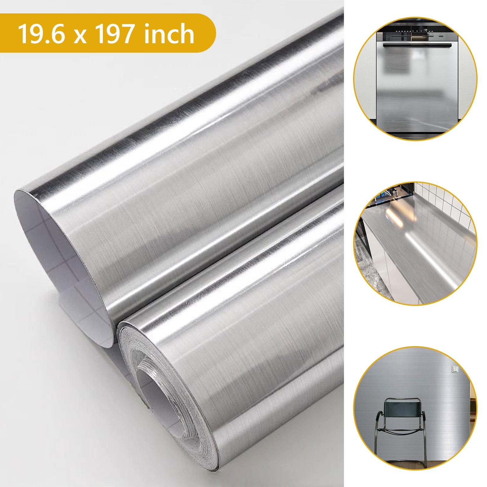 Tripumer 1 Roll Stainless Steel Contact Paper 19.6 x 197 inch Self ...