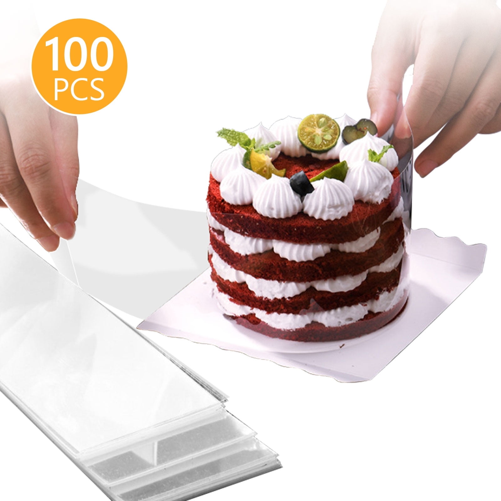 Tripumer 100 Pcs Cake Collars Sheet Acetate Sheet Clear Strips for ...