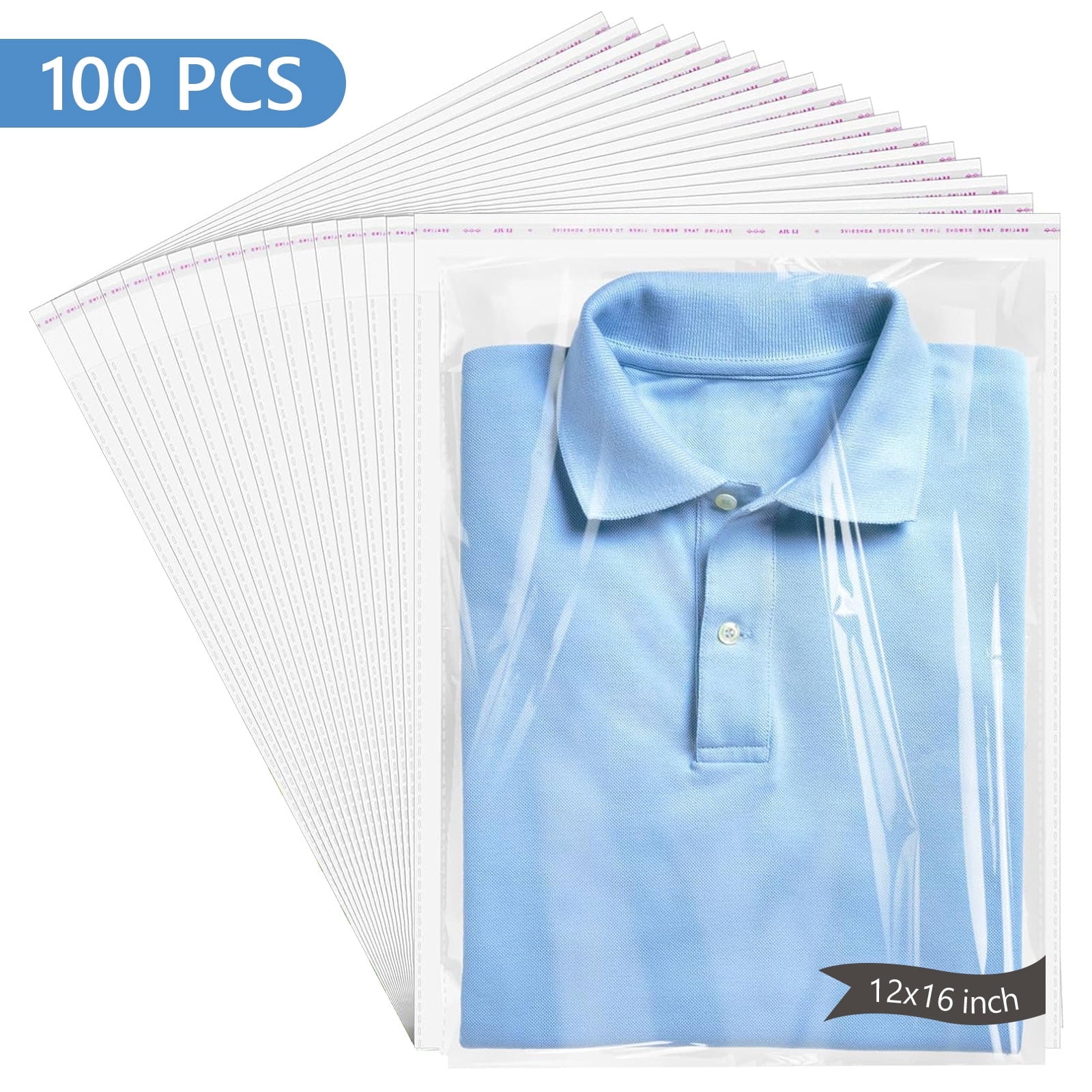 Tripumer 100 Pcs Clear Clothing Bags transparent Cellophane Plastic ...