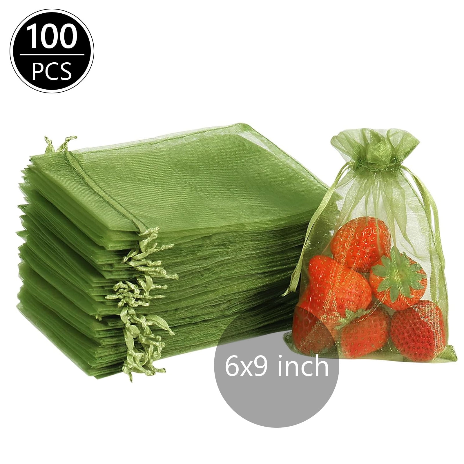 Tripumer 100 Pcs Garden Fruit Cover Mesh Bags Fruit Cover Mesh Bag 6 x ...