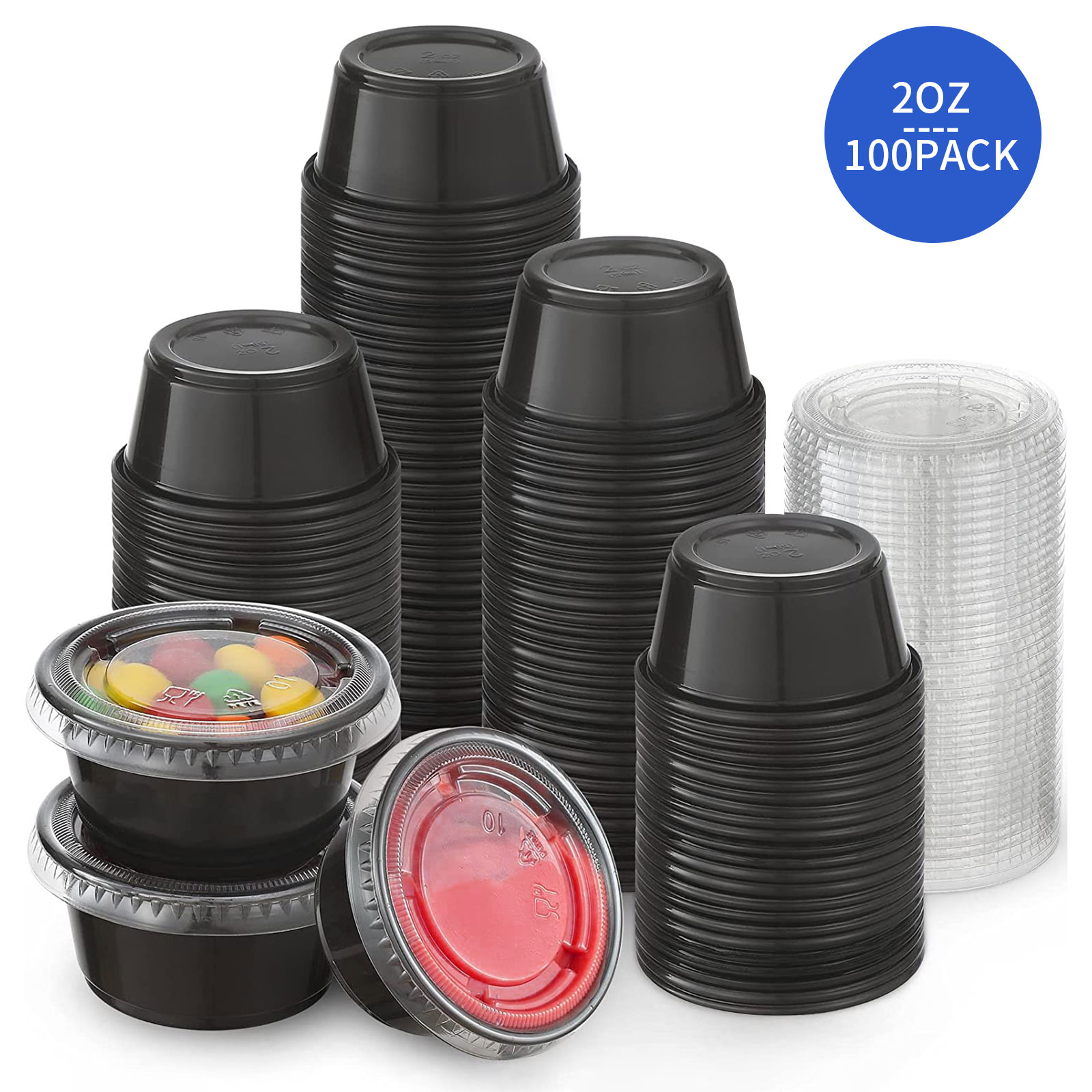 Solo Cup Company Black 3.25 oz. Plastic Souffle Portion Cups, 2500 ...