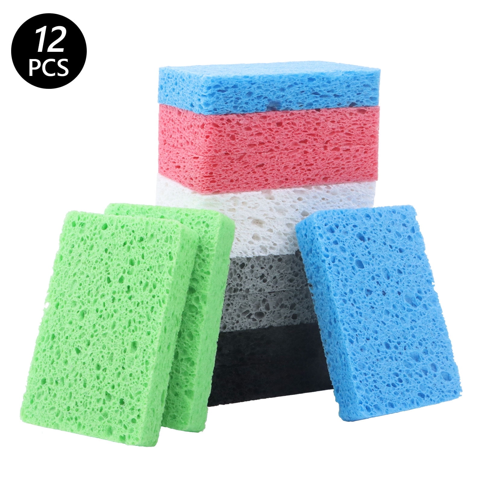 Tripumer 12 Pcs Cellulose Kitchen Sponges Colored Sponge Scrub for ...