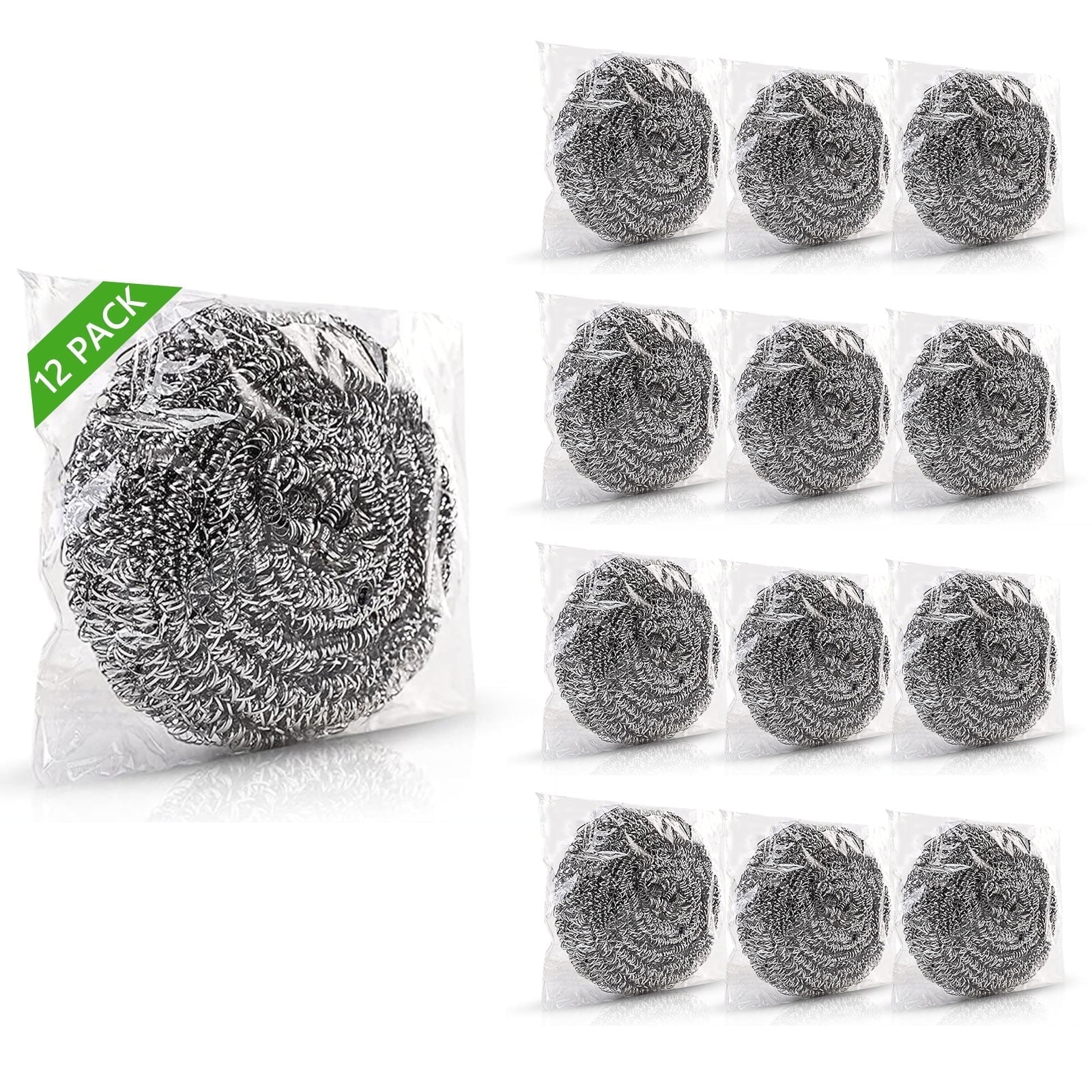 Tripumer 12 Pcs Stainless Steel Scourers Stainless Steel Sponges 3 inch ...