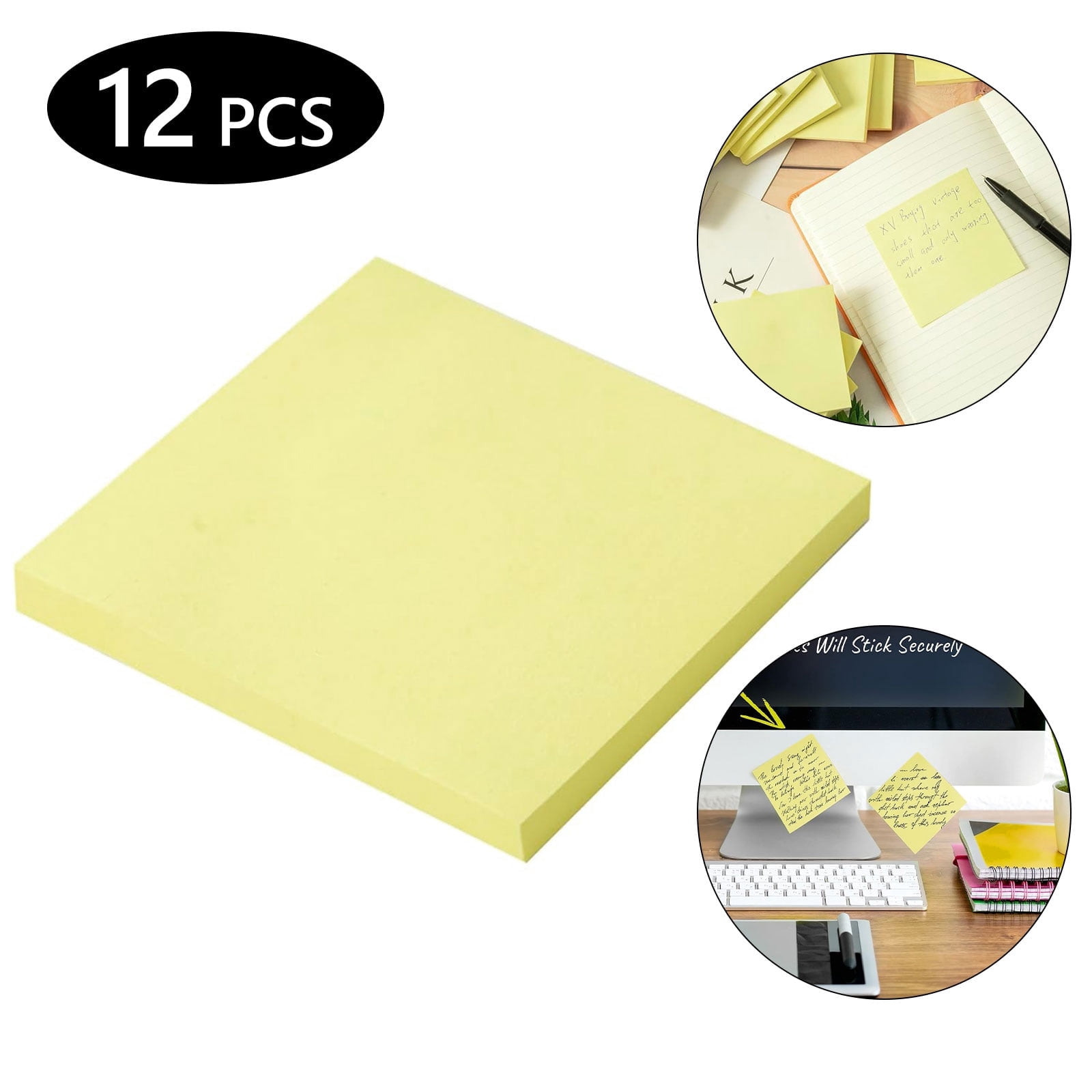 Tripumer 12 Pcs Yellow Sticky Notes Pads 3 x 3 inch Premium Sticky Pads ...