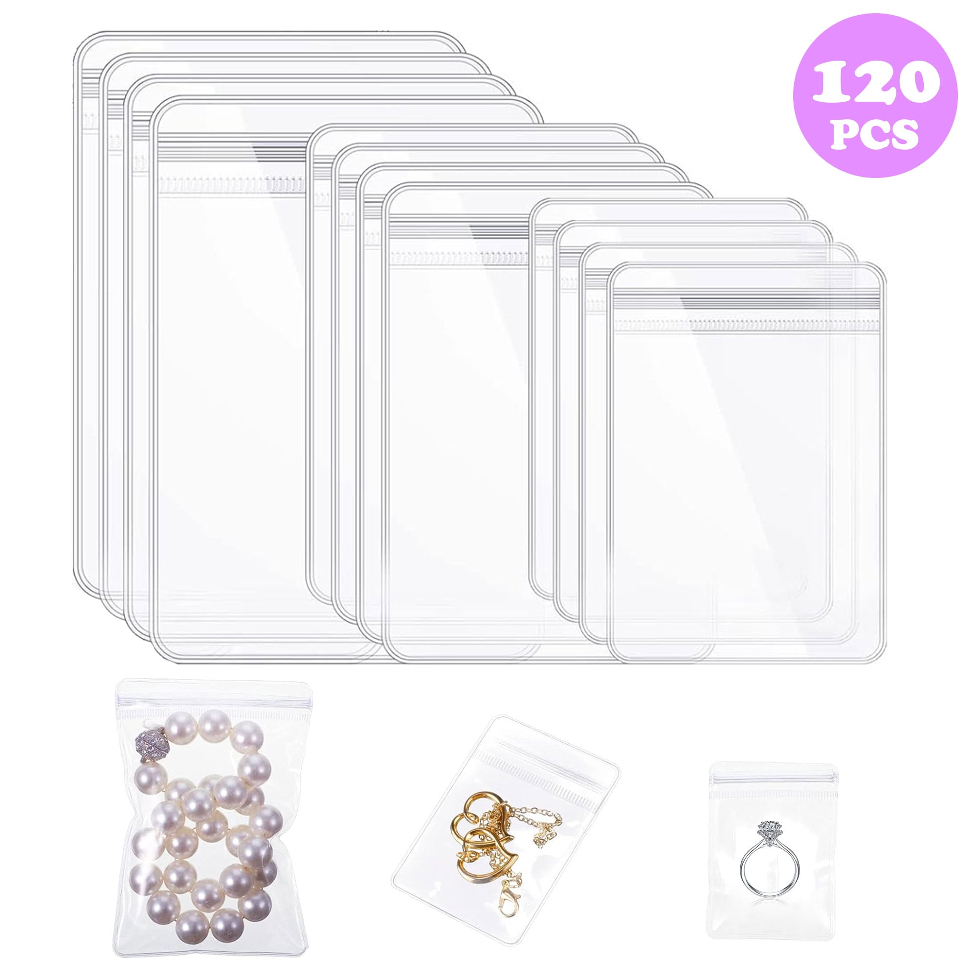 Tripumer 120pcs PVC Anti-Rust Jewelry Bags Transparent Plastic Sealed ...