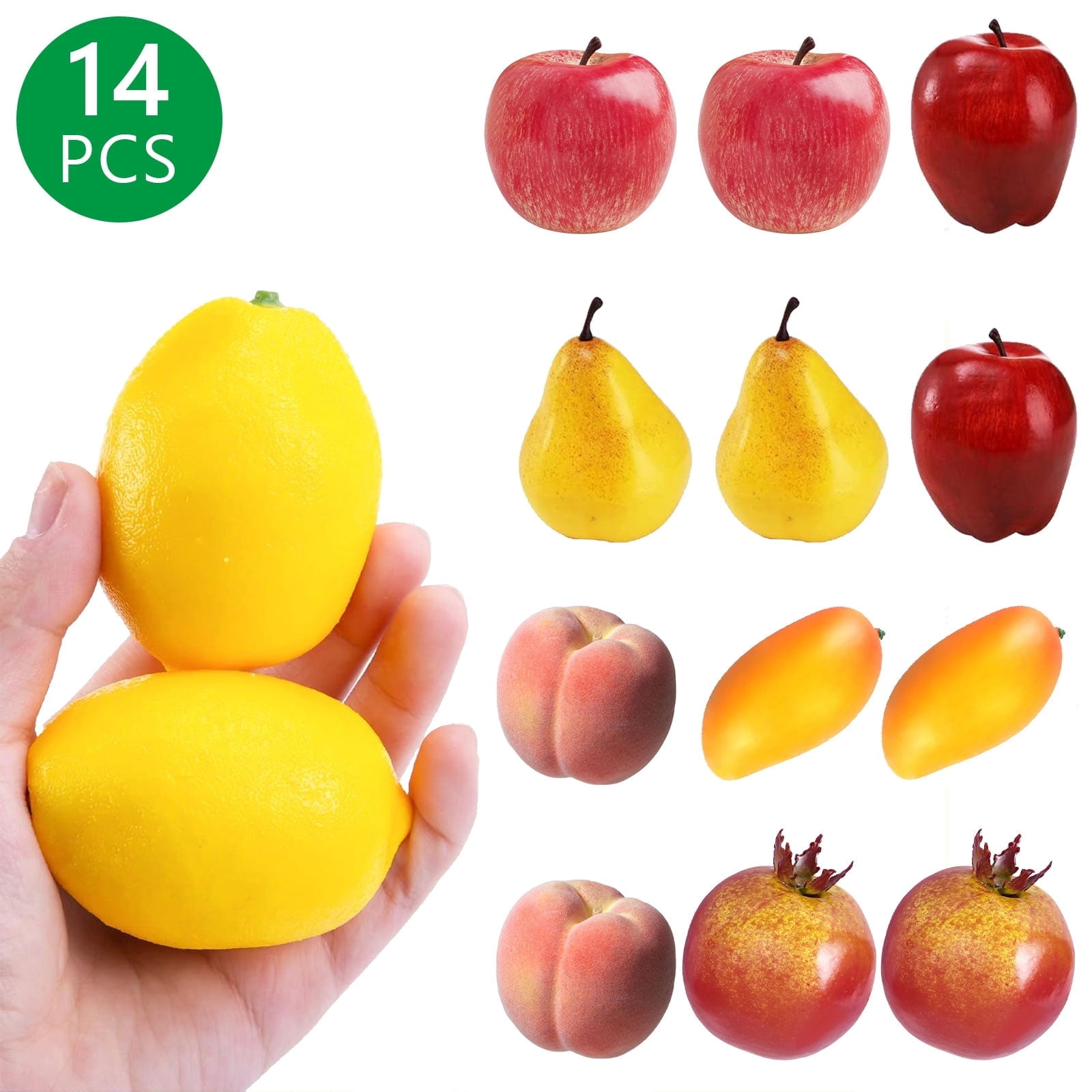 Tripumer 14 Pcs Plastic Fake Fruit Simulation Fruit Props Lifelike ...