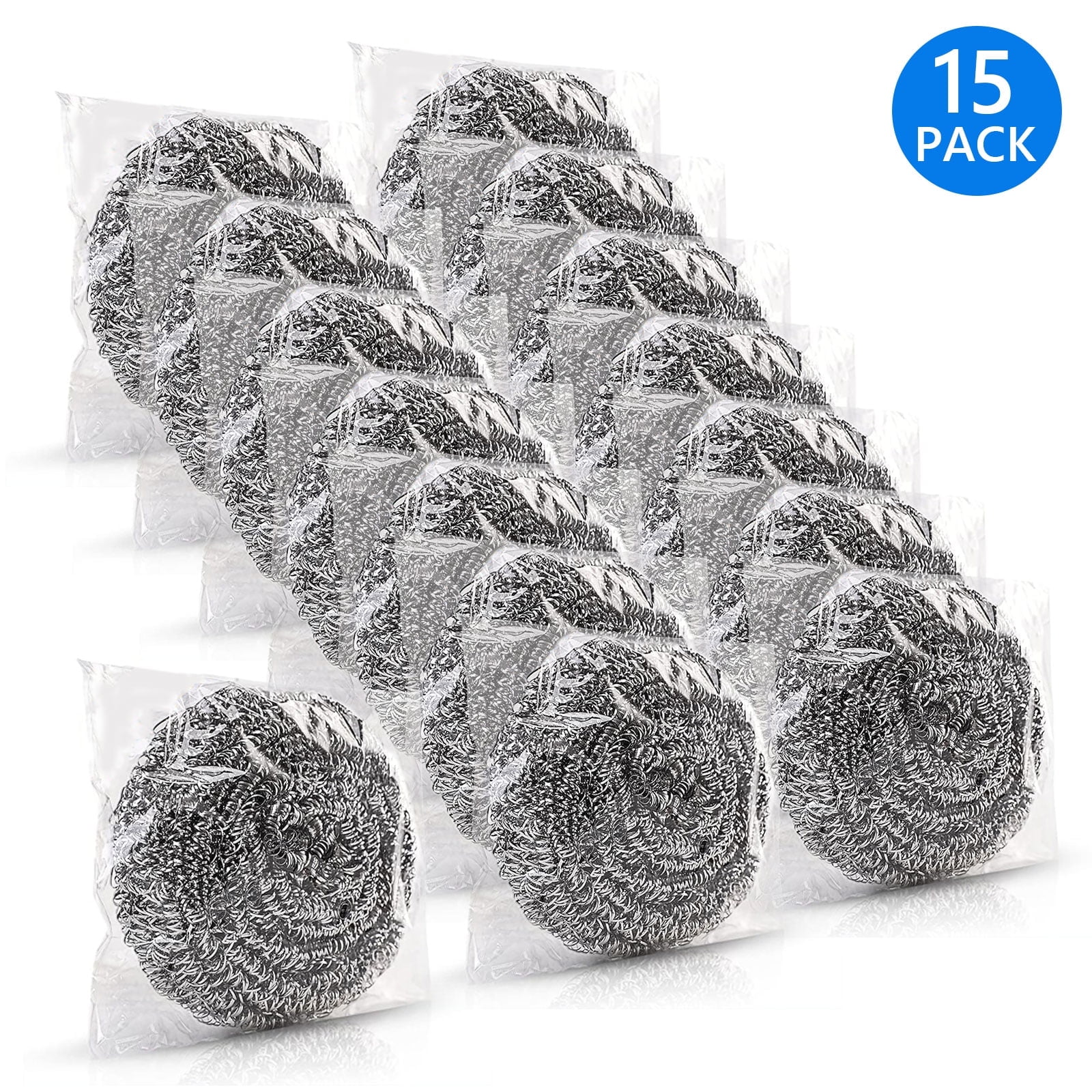 Tripumer 15 Pcs Premium Stainless Scrubber Stainless Steel Sponges ...