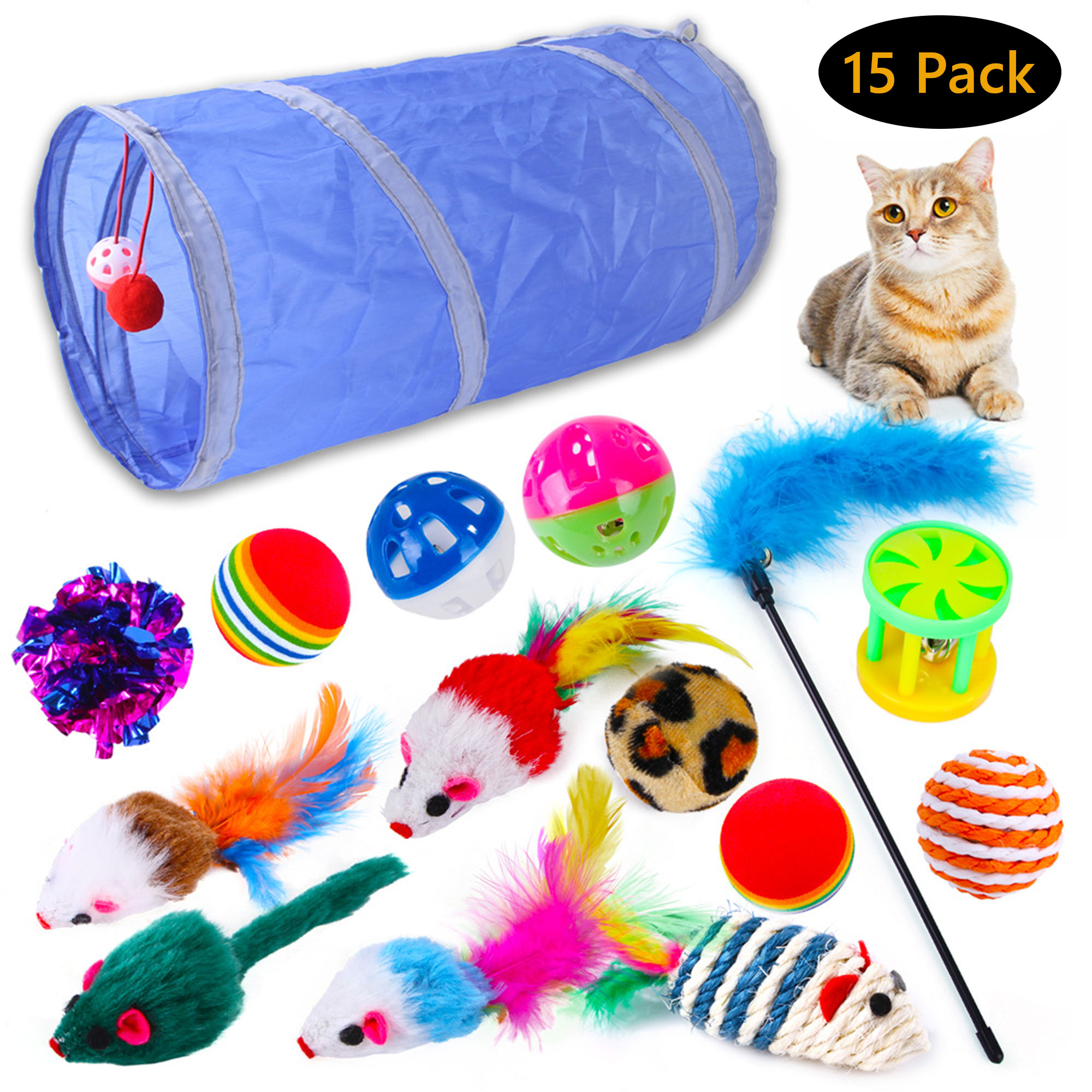 120cm Foldable Cat Tunnel 4 Holes Pet Toy Cat Kitten Rabbit Play Funny ...