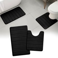 Nestl Luxury Quick Dry Set of 3 Absorbent Memory Foam Bath Rugs, Large ...