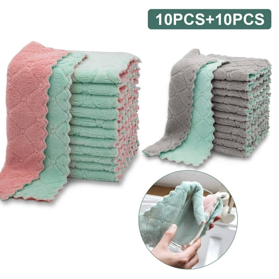 erfcxs Kitchen Cloth Dish Towels Dishcloths Super Absorbent Coral ...