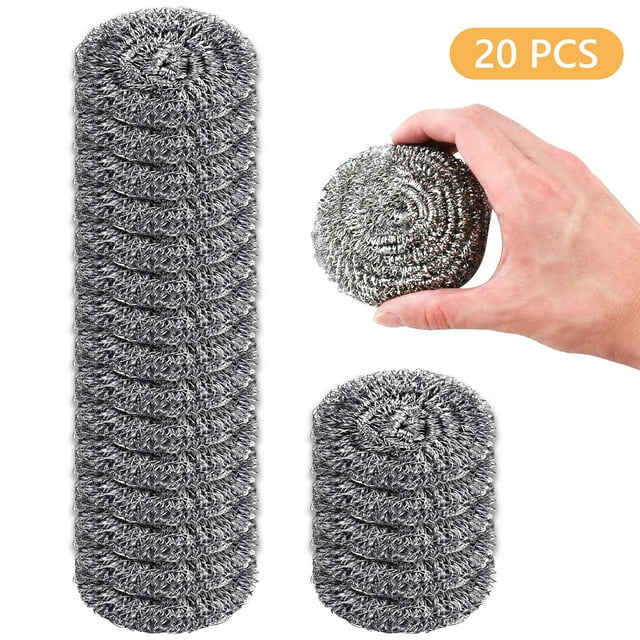 Tripumer 20 Pcs Stainless Steel Scouring Pads Brush Ball Scouring ...