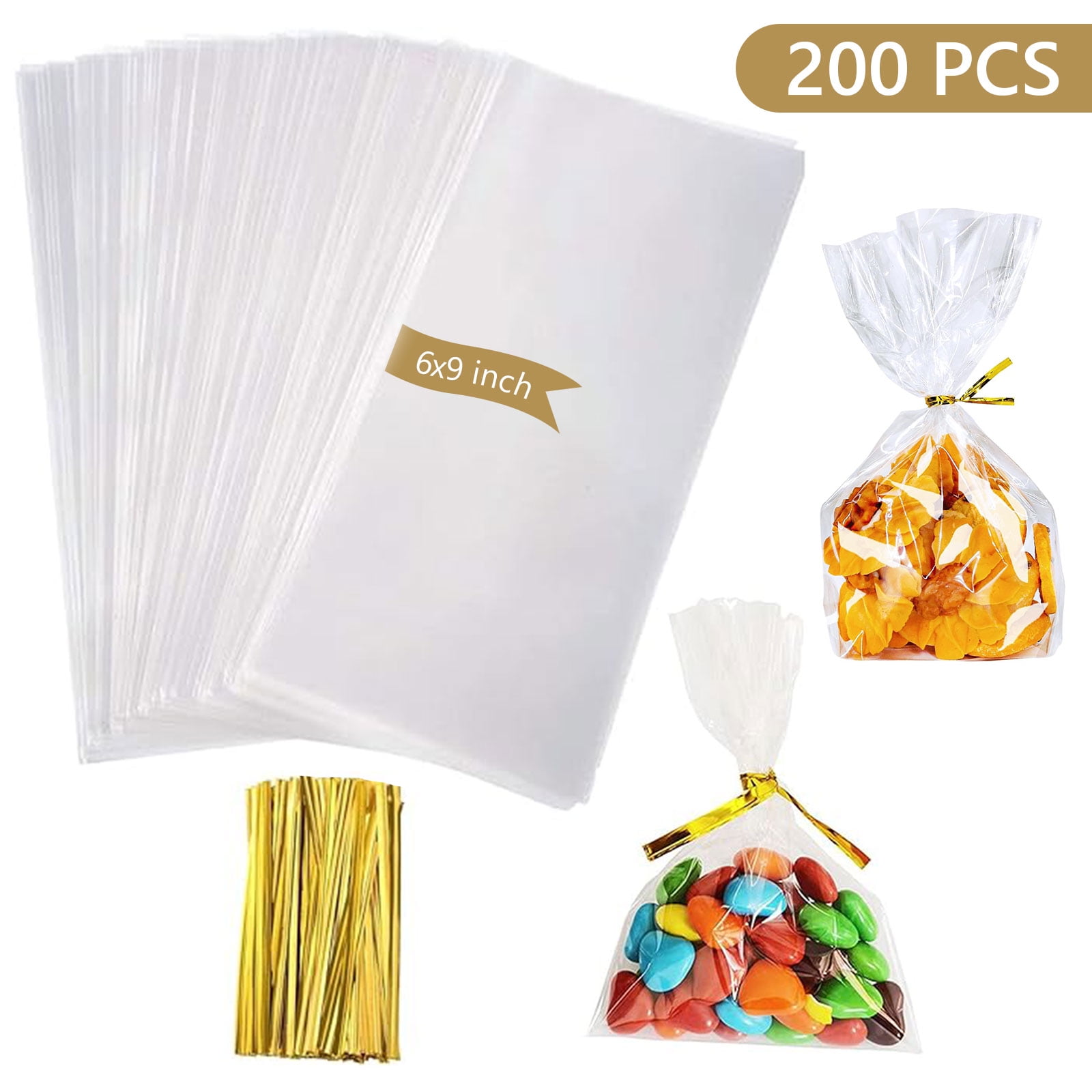 Tripumer 200 Pcs Cellophane Plastic Bags 6x9 inch Clear plastic ...