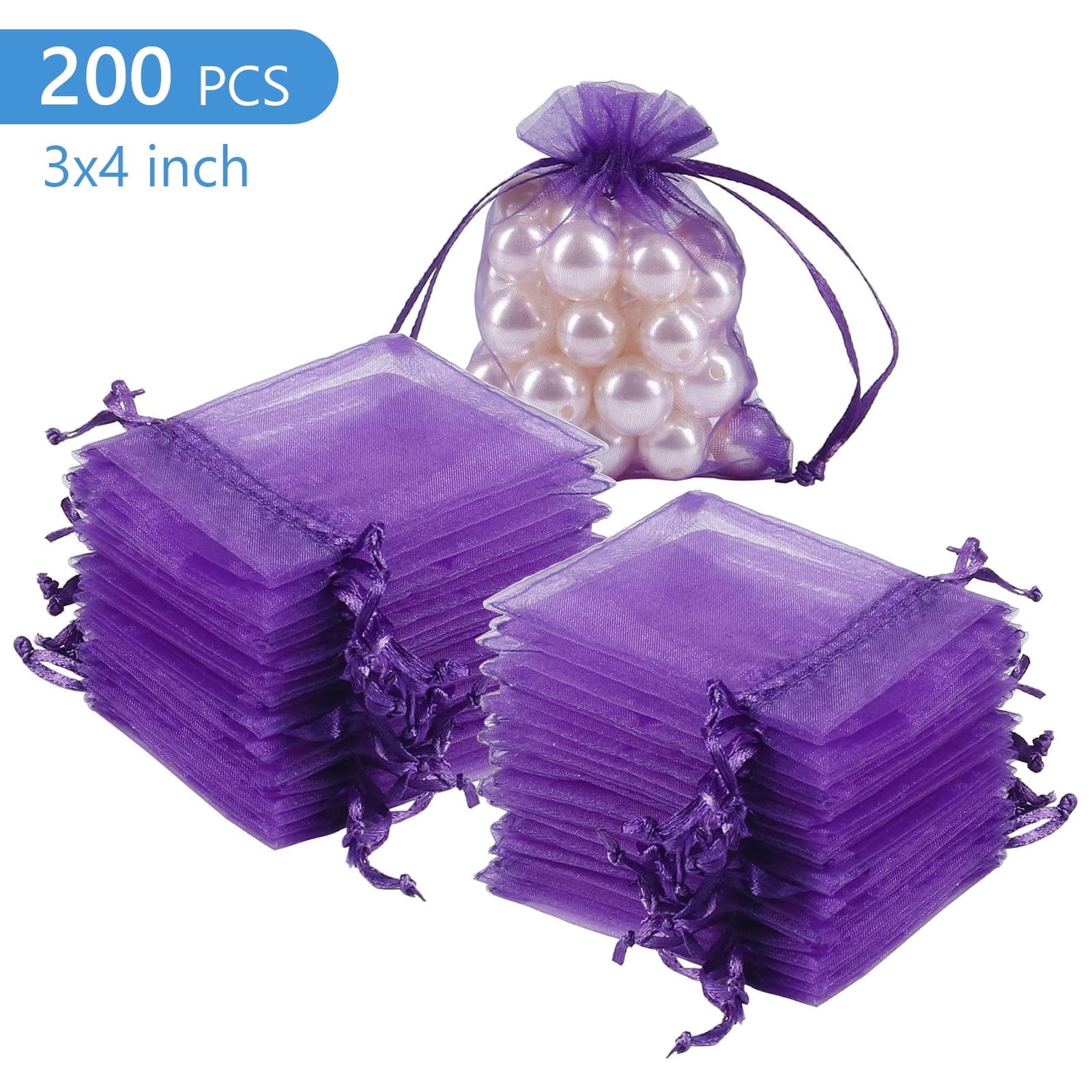 Tripumer 200 Pcs Drawstring Organza Organza Bags Pouches Small Sachet ...