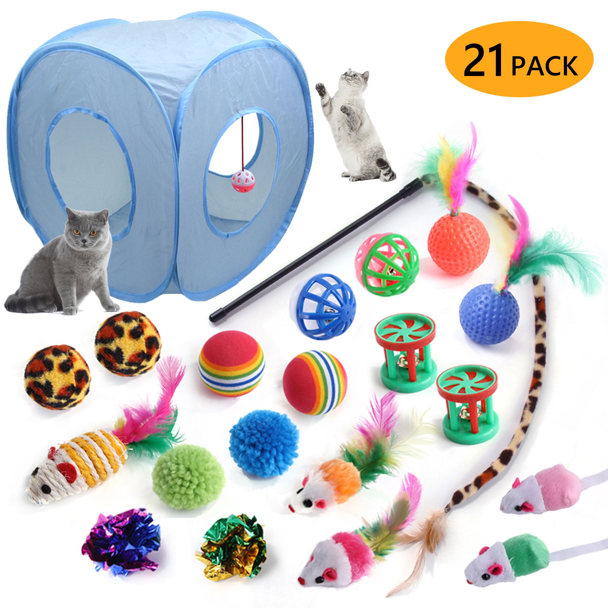 Tripumer 21PCS Cat Toys Kitten Toys Combination Tunnel Interactive ...