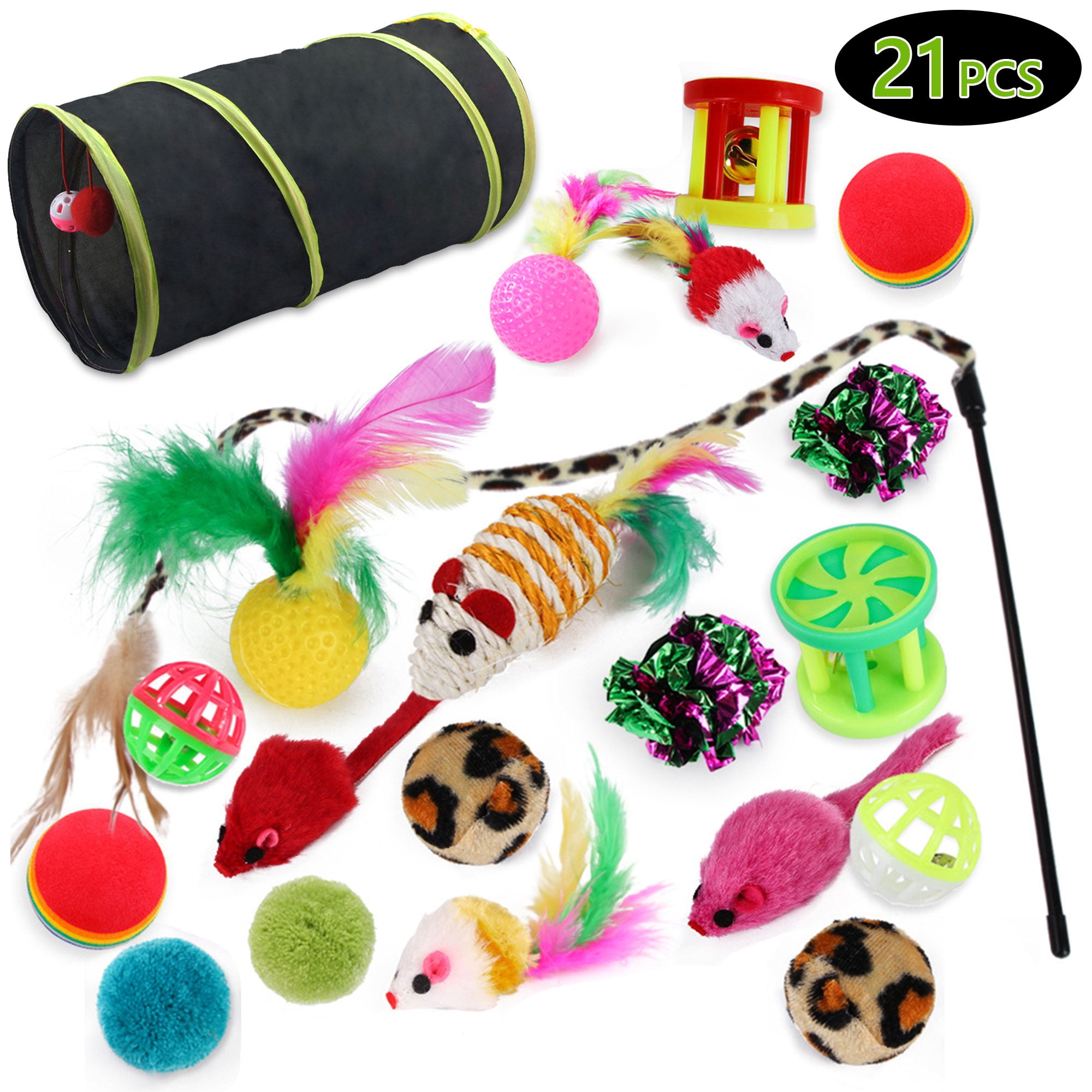 Tripumer 21Pcs Cat Toys Kitten Toy Set Tunnel Interactive Cat Toys ...
