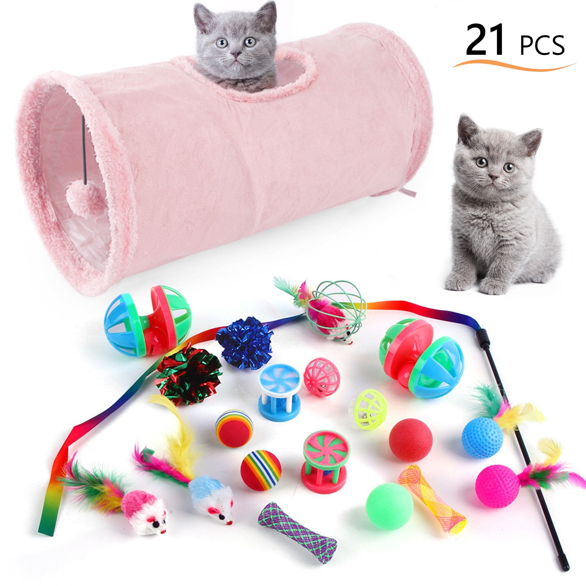 Tripumer 21pcs Cat Toys Kitten Toy Set Tunnel Interactive Cat Toys ...