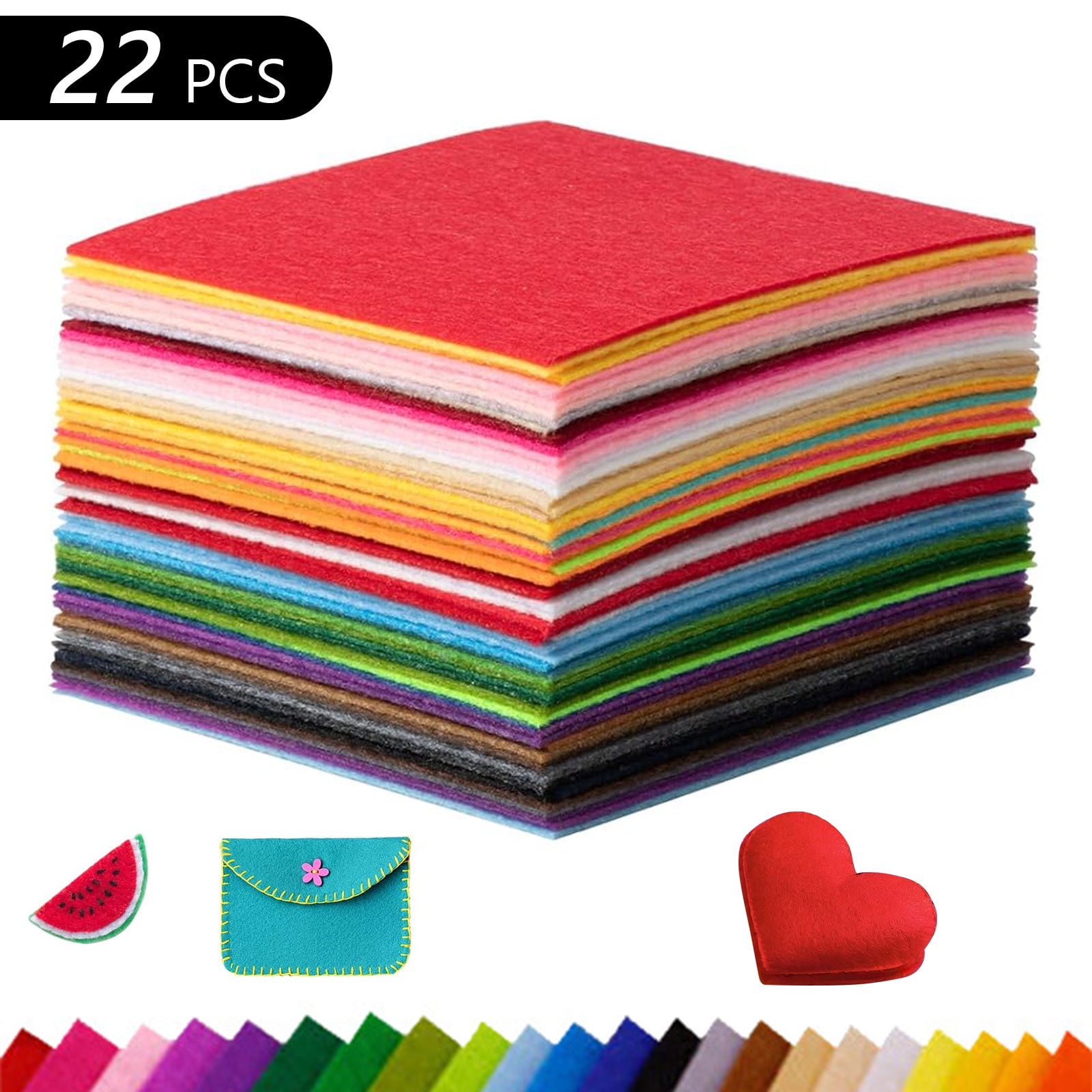 Tripumer 22 Pcs Felt Fabric Sheets Multicolour Non Woven Felt Pack ...
