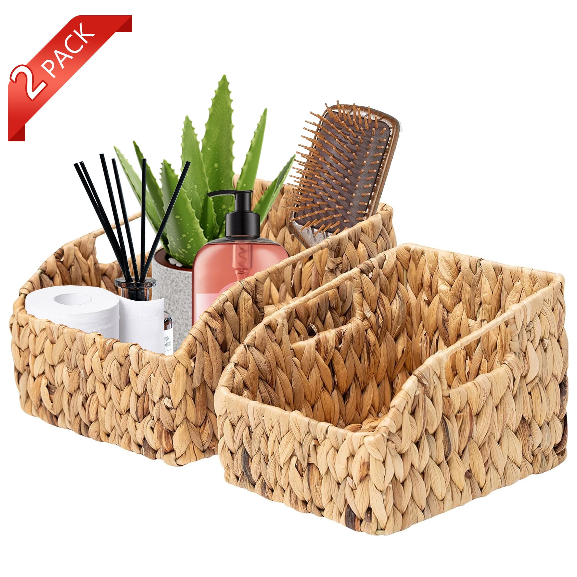 Tripumer 2pcs Handmade Wicker Storage Baskets Home Clutter Storage ...