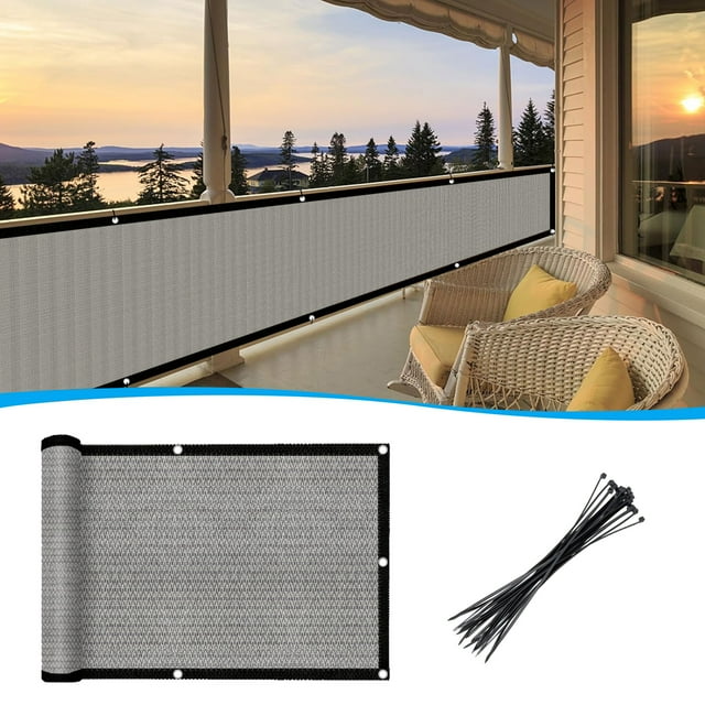 Tripumer 3.3inch X 9.84inch Gray Privacy Fence Mesh Apartment Balcony ...