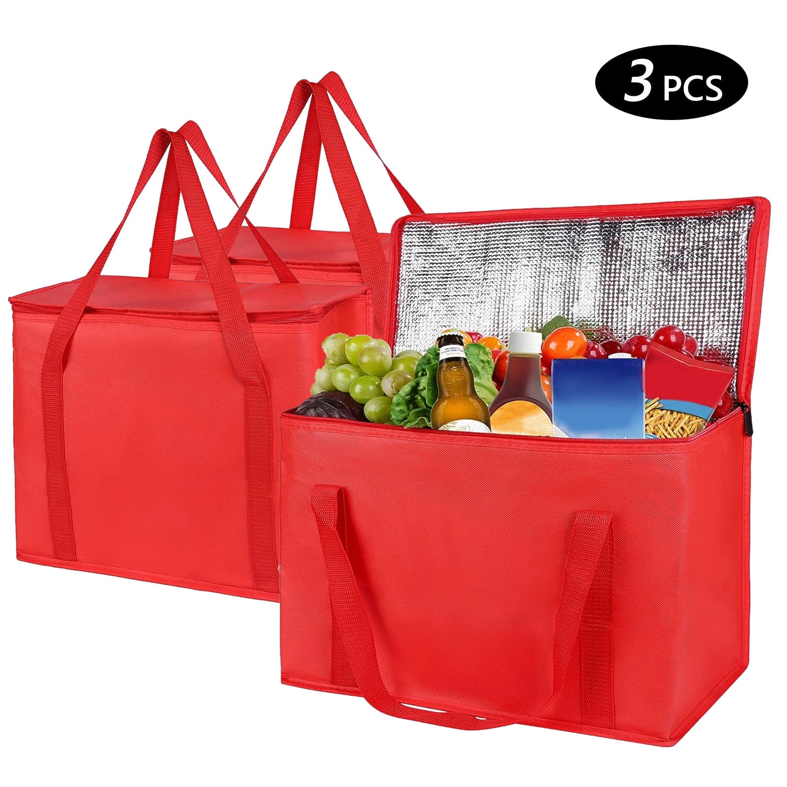 Tripumer 3 Pcs Insulated Reusable Grocery Bag Food Delivery Bag 16 x 12 ...