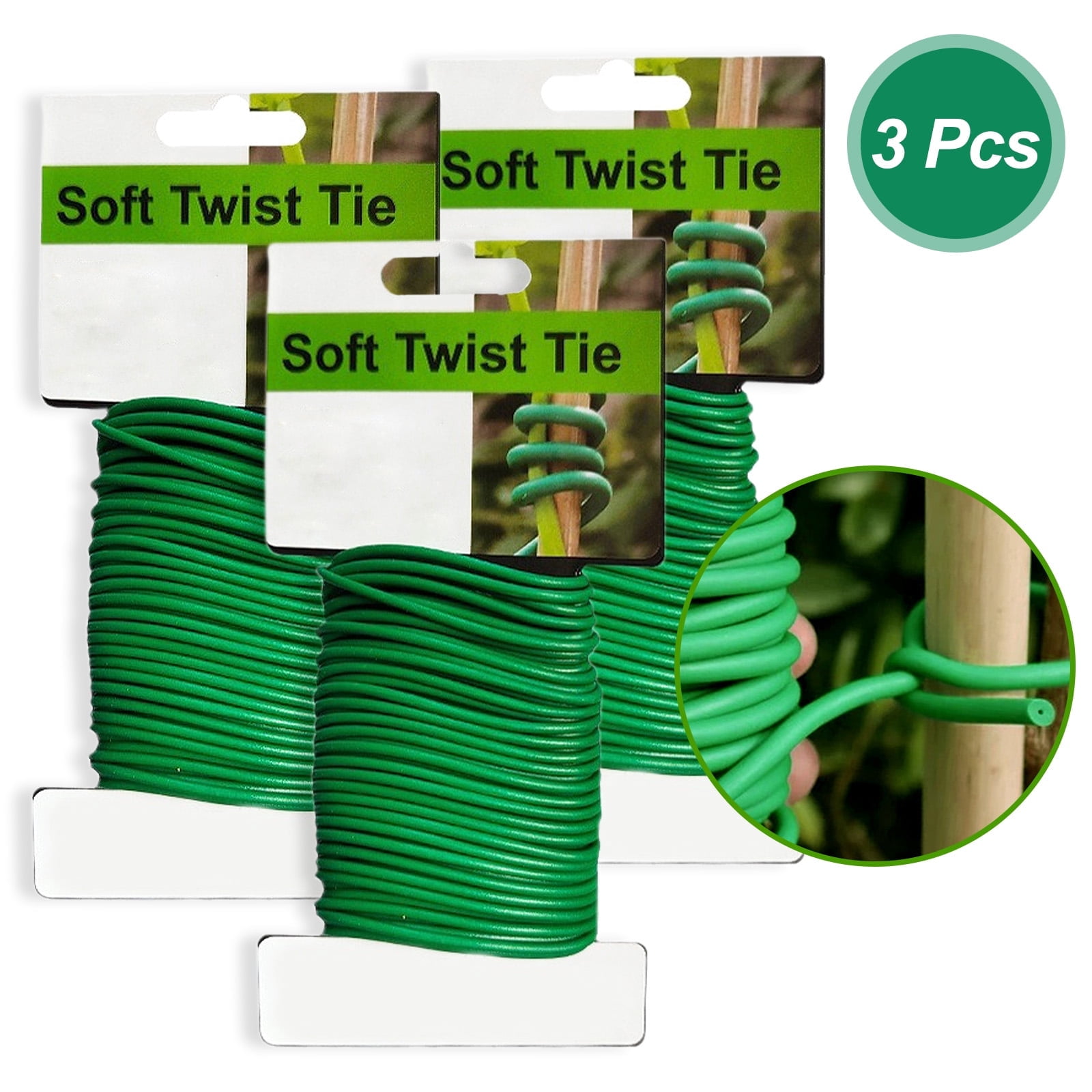 Tripumer 3 Pcs 100 feet Green Heavy Duty Twist Wire Plant Ties Garden ...