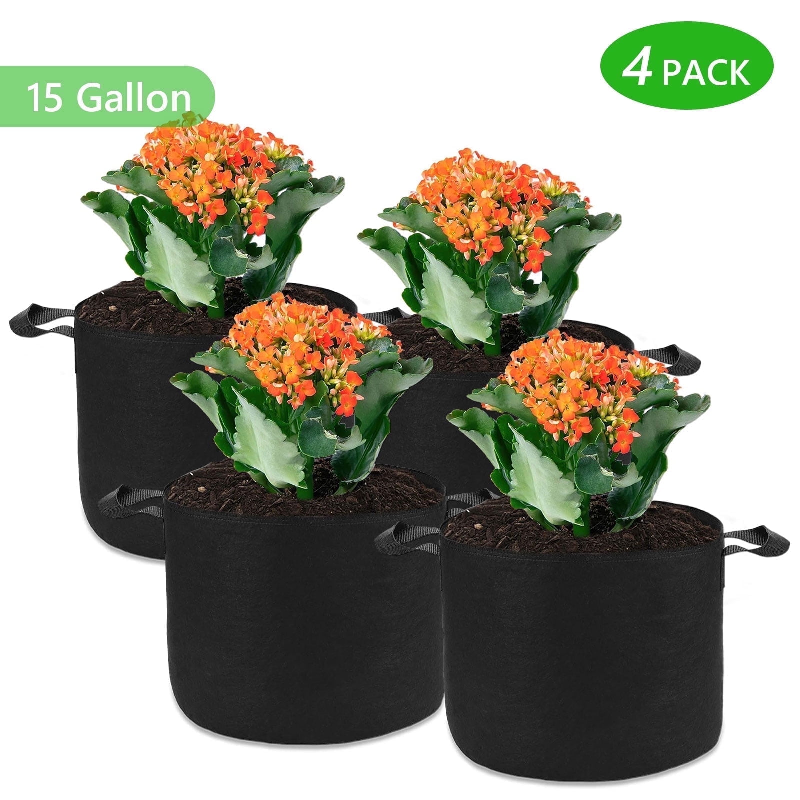 Tripumer 4 Pack Plant Grow Bags 15 Gallon Fabric Planting Bags with ...