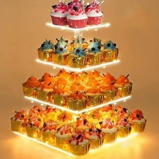 Hands DIY Cupcake Stand 3 Tiers Cake Display Stand with LED Light ...