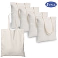 Hengbo 5 Pack Blank Bulk Cloth Bags Reusable Cotton Tote Bags 13.7 x 15 ...