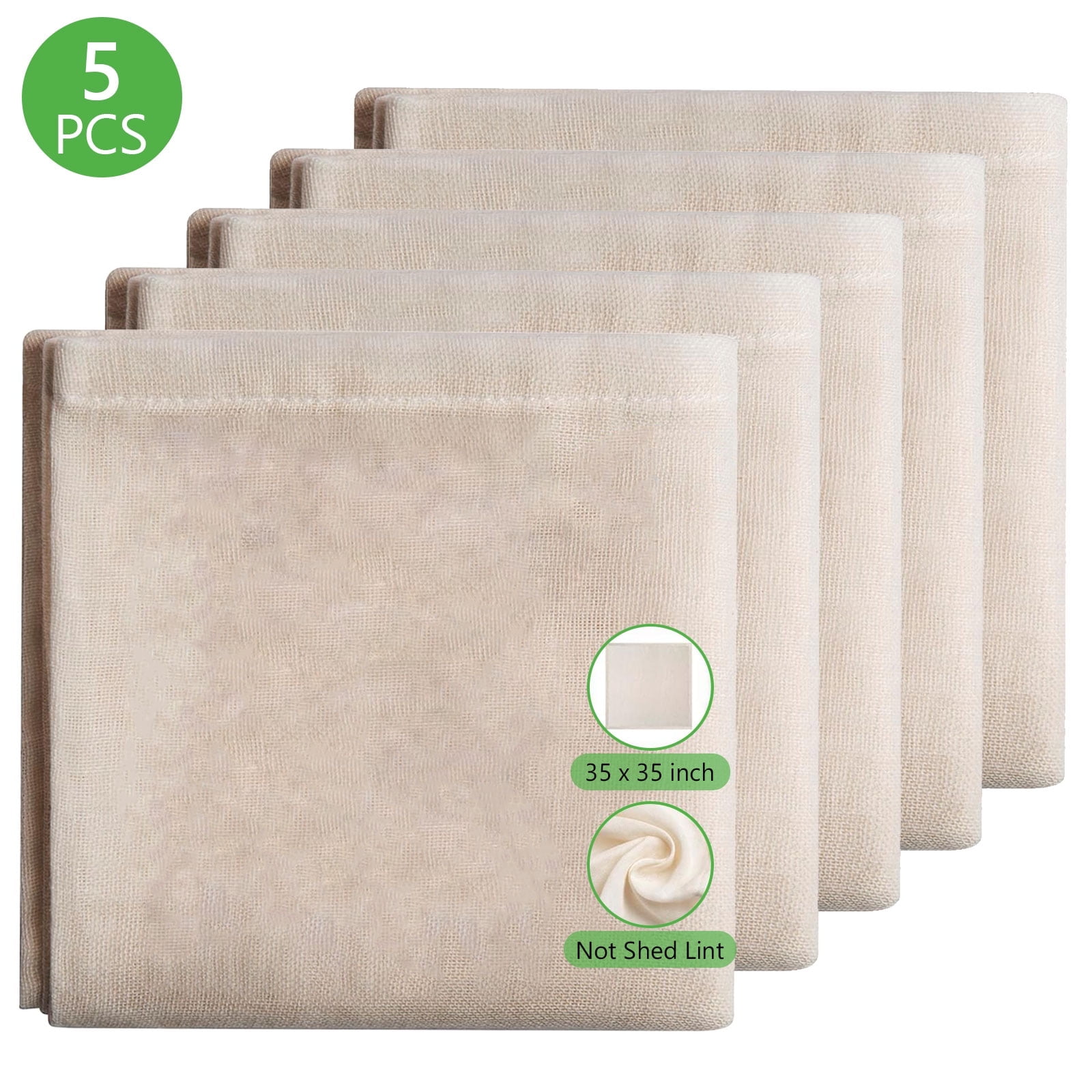 Tripumer 5 Pcs Pre-cut Reusable Cheesecloth 35 x 35 inch Hemmed Cheese ...