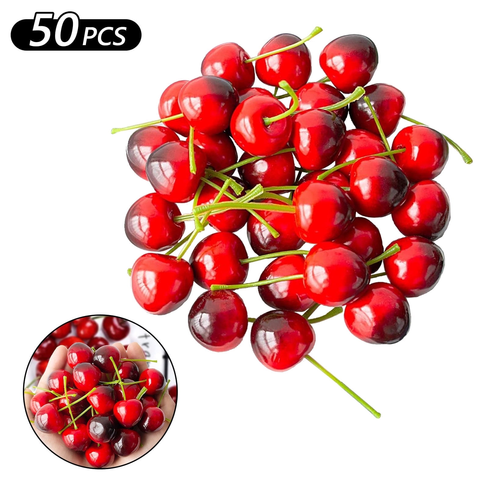 Tripumer 50 Pcs Artificial Lifelike Cherries Fake Cherries Model ...