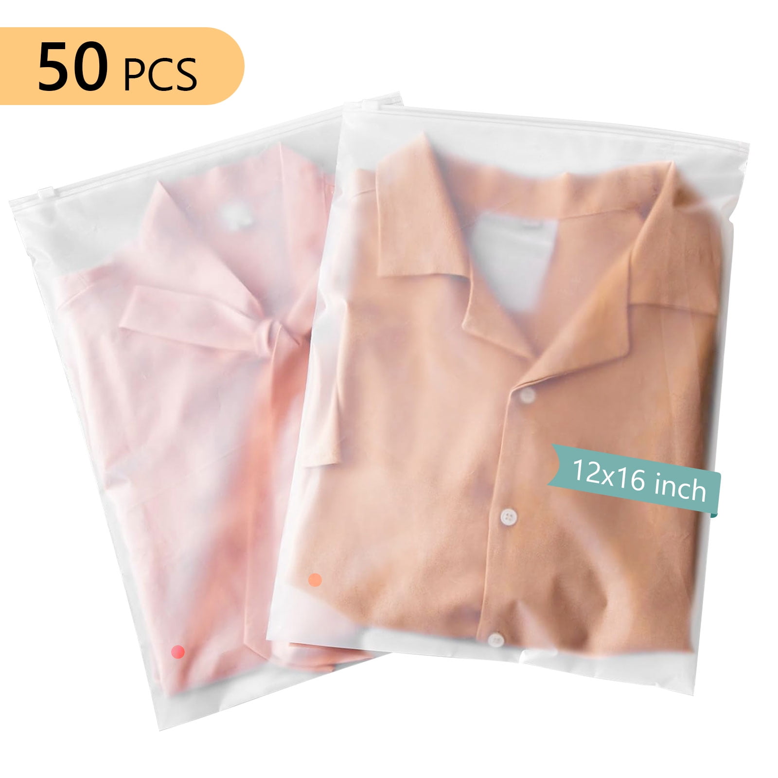 Tripumer 50 Pcs Clothes Packaging Bags 12 x 16 in Frosted Zipper ...