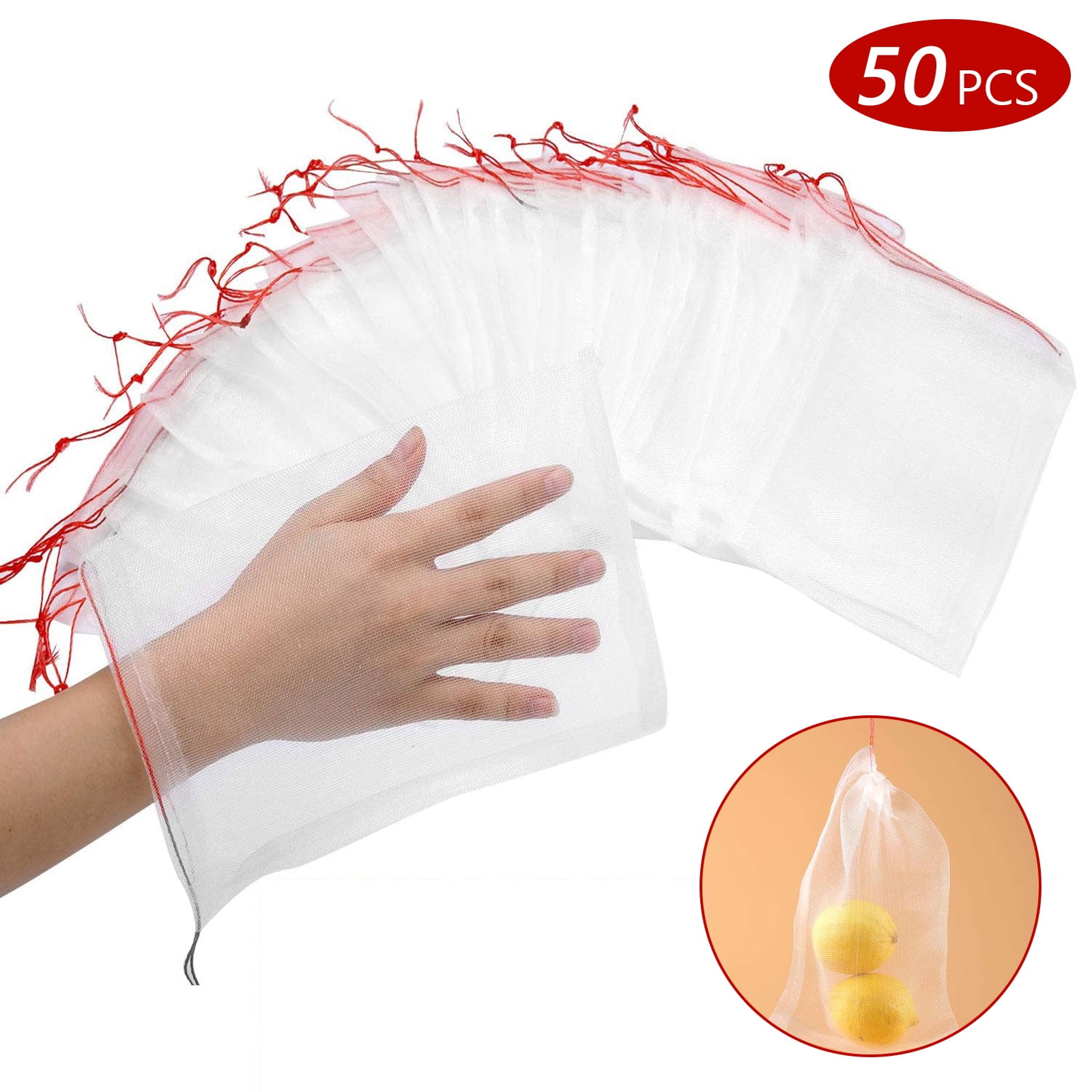 Tripumer 50 Pcs Fruit Protection Bags Garden Netting Bags with ...