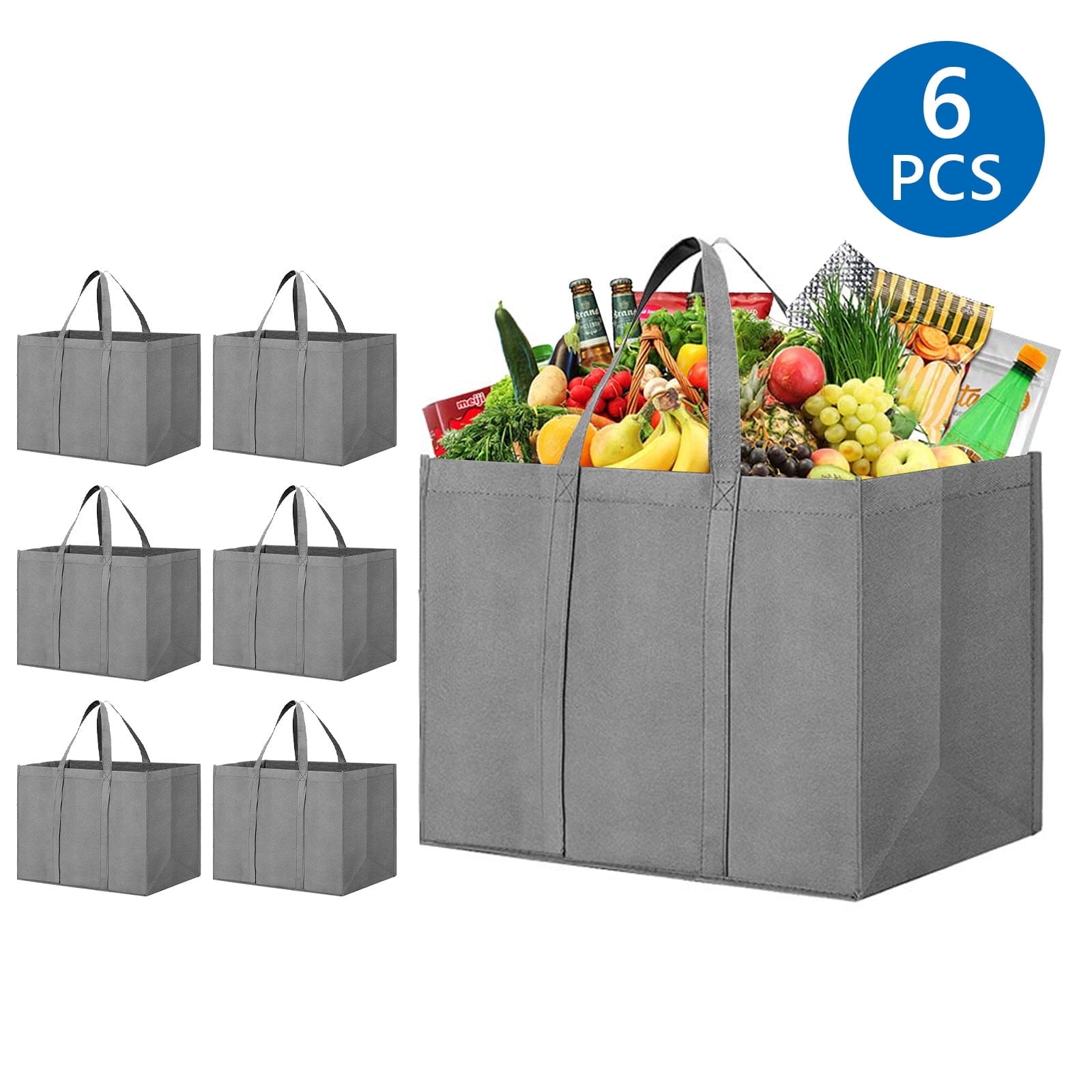 Tripumer 6 Pcs Heavy Duty Kitchen Reusable Grocery Bags 16.1 x 13 x 10. ...