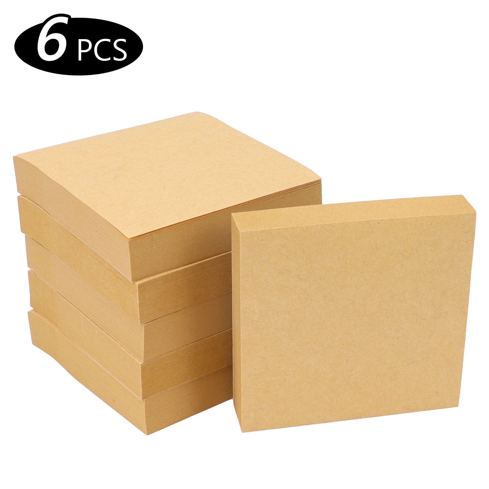 Tripumer 6 Pcs 3x3 inch Kraft Paper Self-Stick Notes Versatile Sticky ...