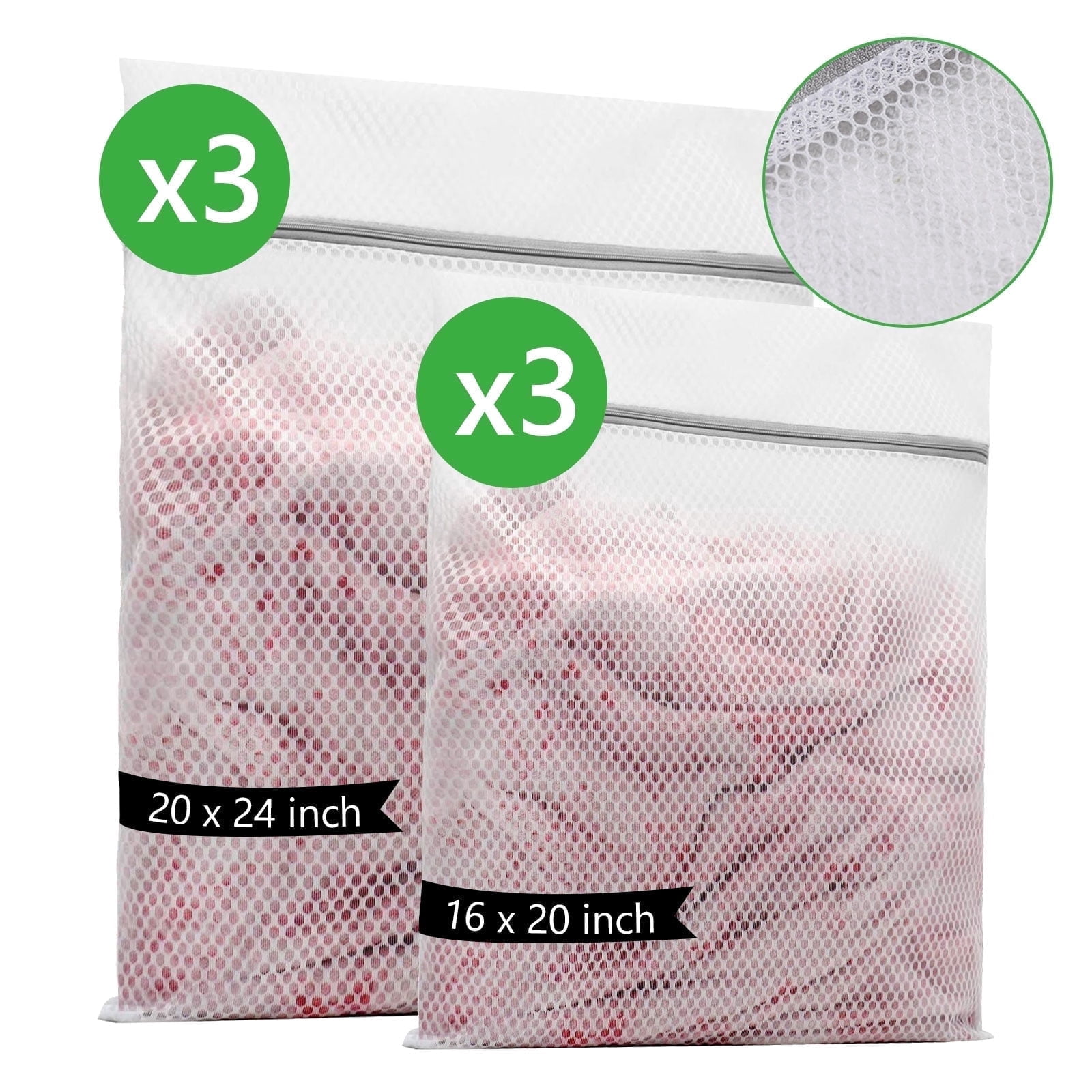 Hengbo 6 Pcs Honeycomb Mesh Wash Bag Mesh Laundry Bag 3 Medium and 3 ...
