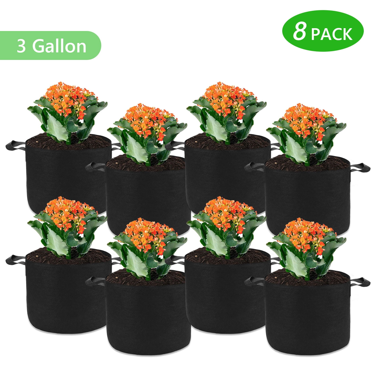 Tripumer 8 Pack Plant Grow Bags 3 Gallon Fabric Planting Bags with ...