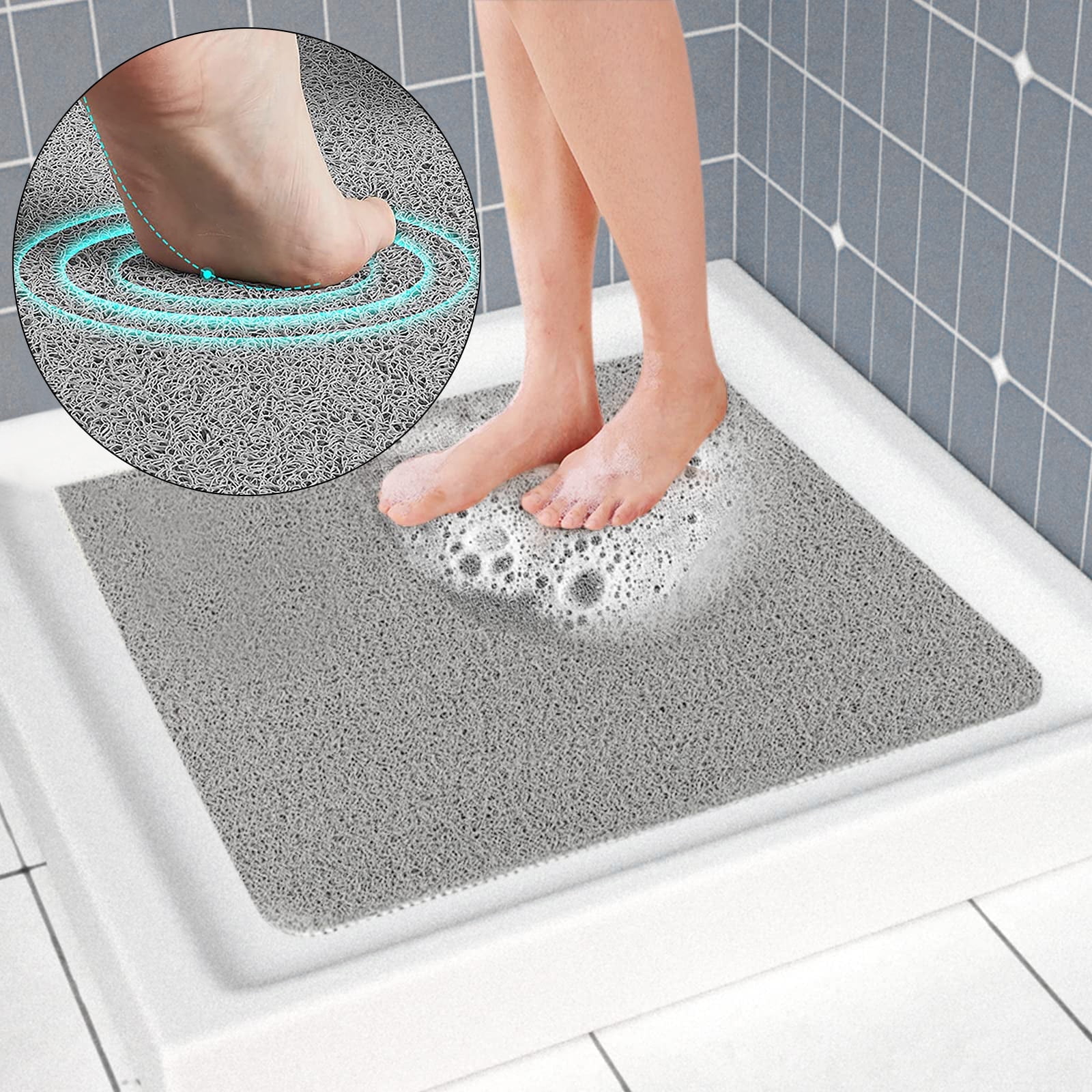 Tripumer Large Safety Square Tub Mat, 24x24 inch, Anti-Skid, Cushioned ...