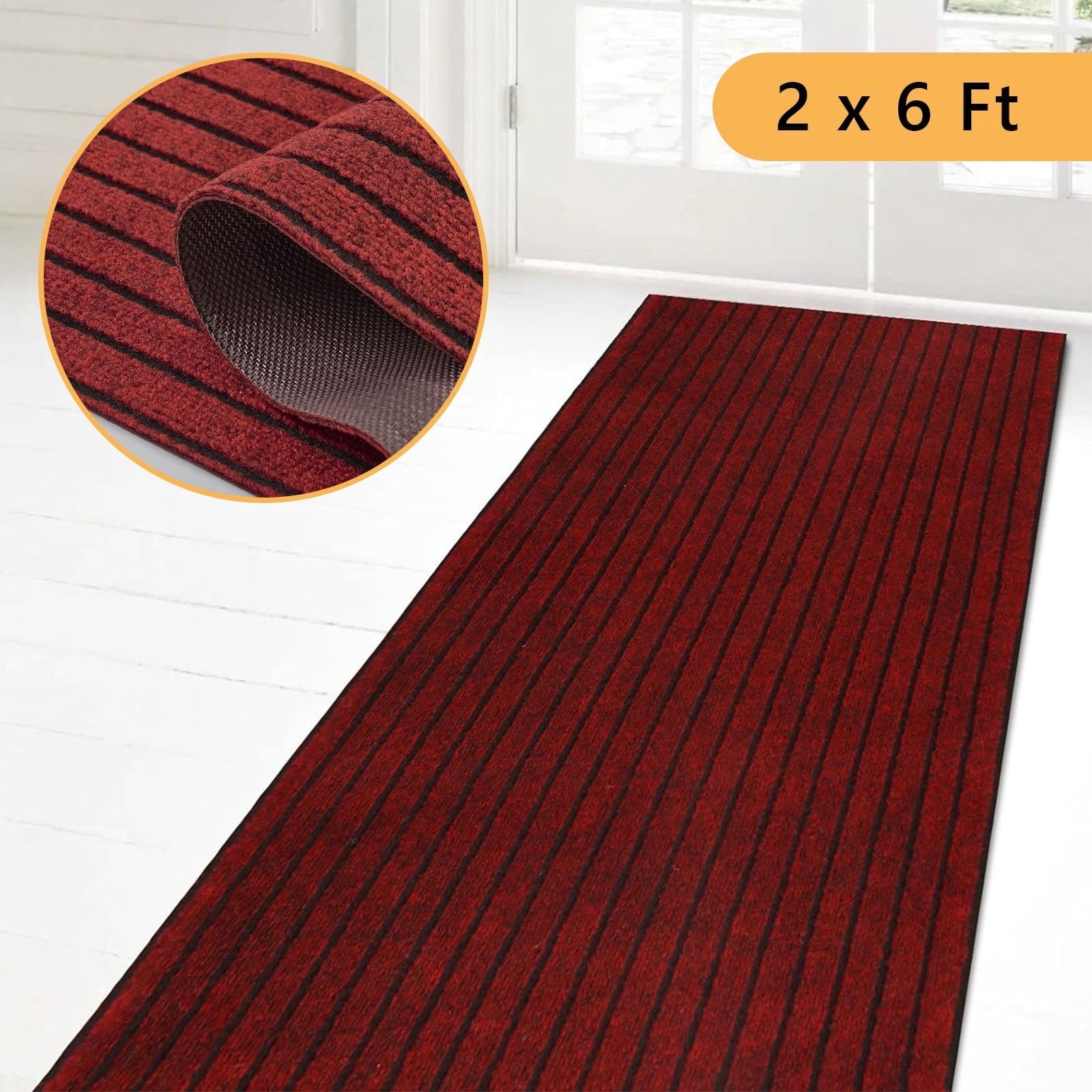 Tripumer Indoor Outdoor Runner Rug, 2 x 6 ft, Non-Slip Rubber Backing ...