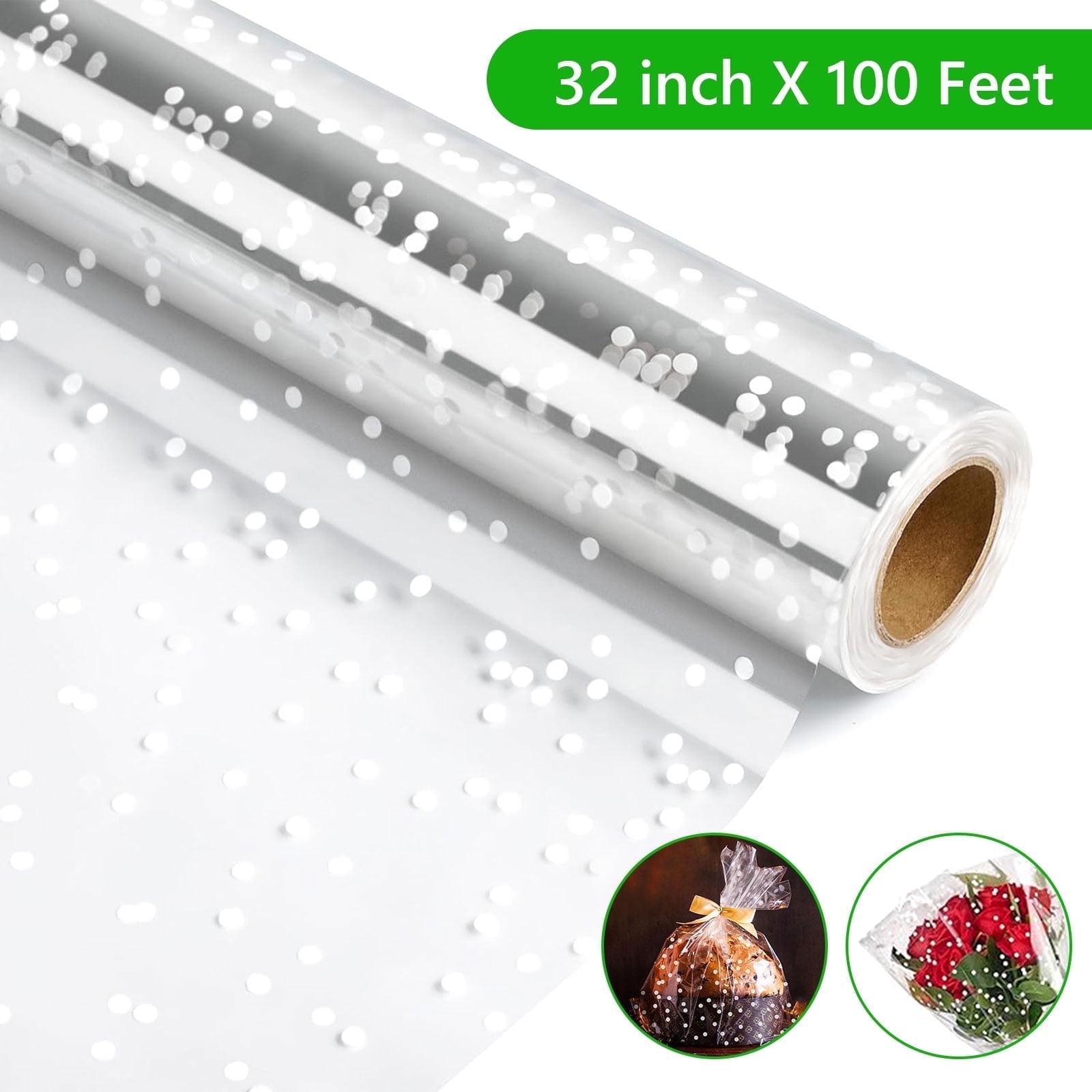 Tripumer Irregular White Dot Florist Paper Wrapper Clear Cellophane ...