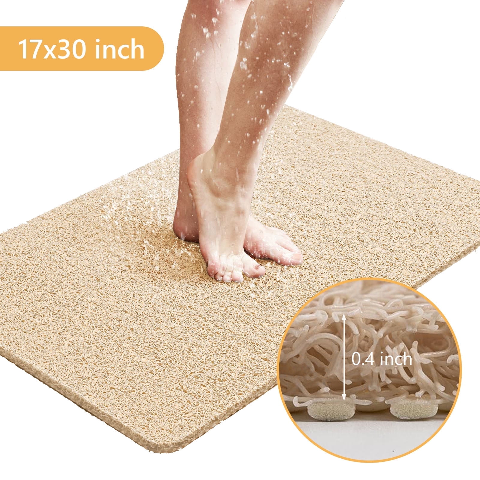 Tripumer Loofah Bathroom Mat PVC Shower Mat 17 x 30 inch Bathroom Mat ...