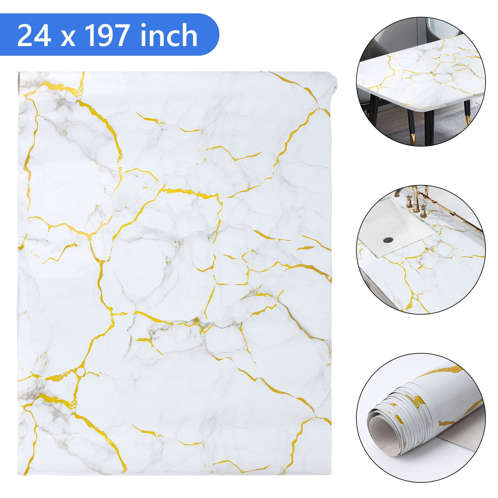 Tripumer Marble Granite Wallpaper 24 x 197 inch Self-Adhesive Contact ...