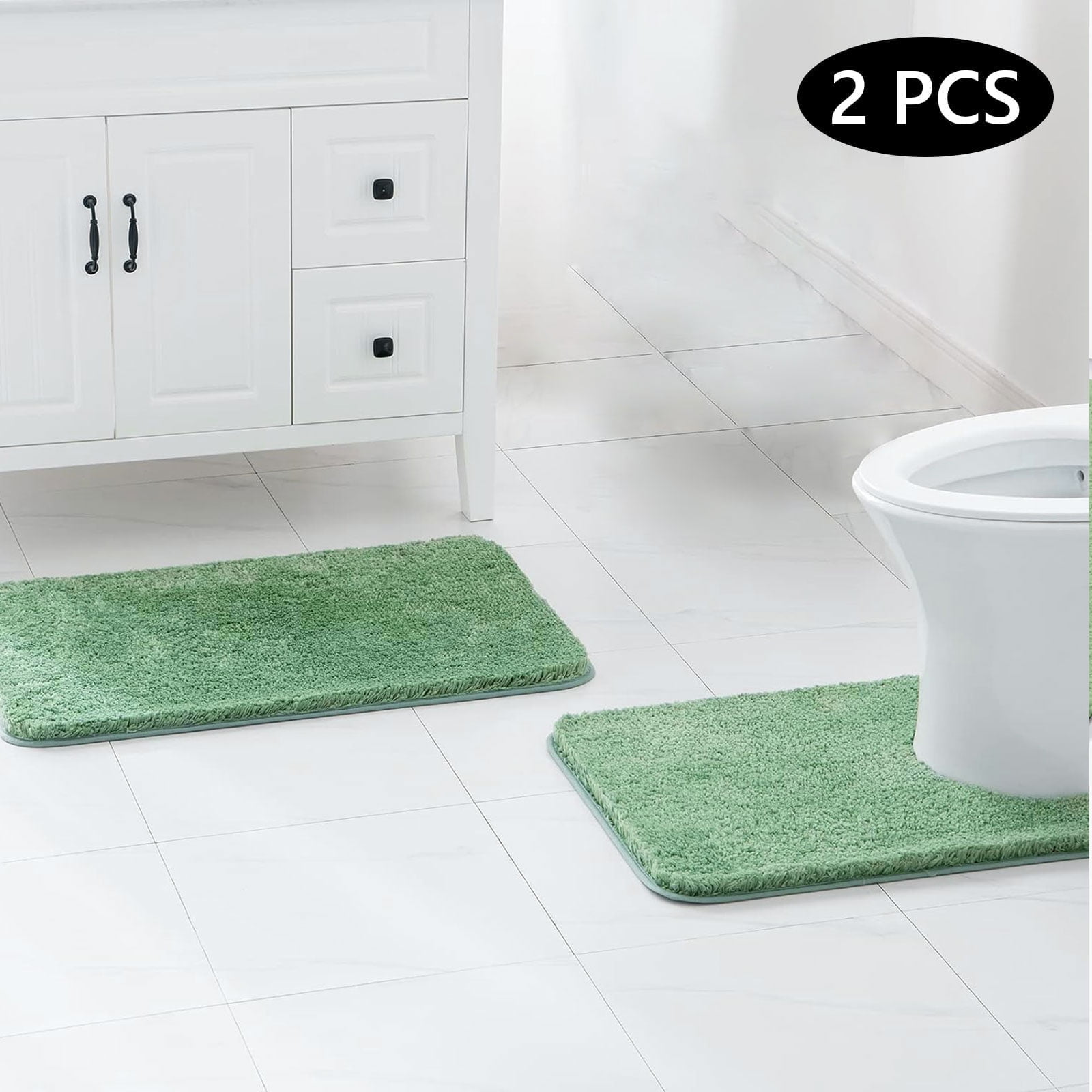 Tripumer Microfiber Bathroom Rugs Set 2 Pieces Shaggy Soft Bath Mat 20 ...