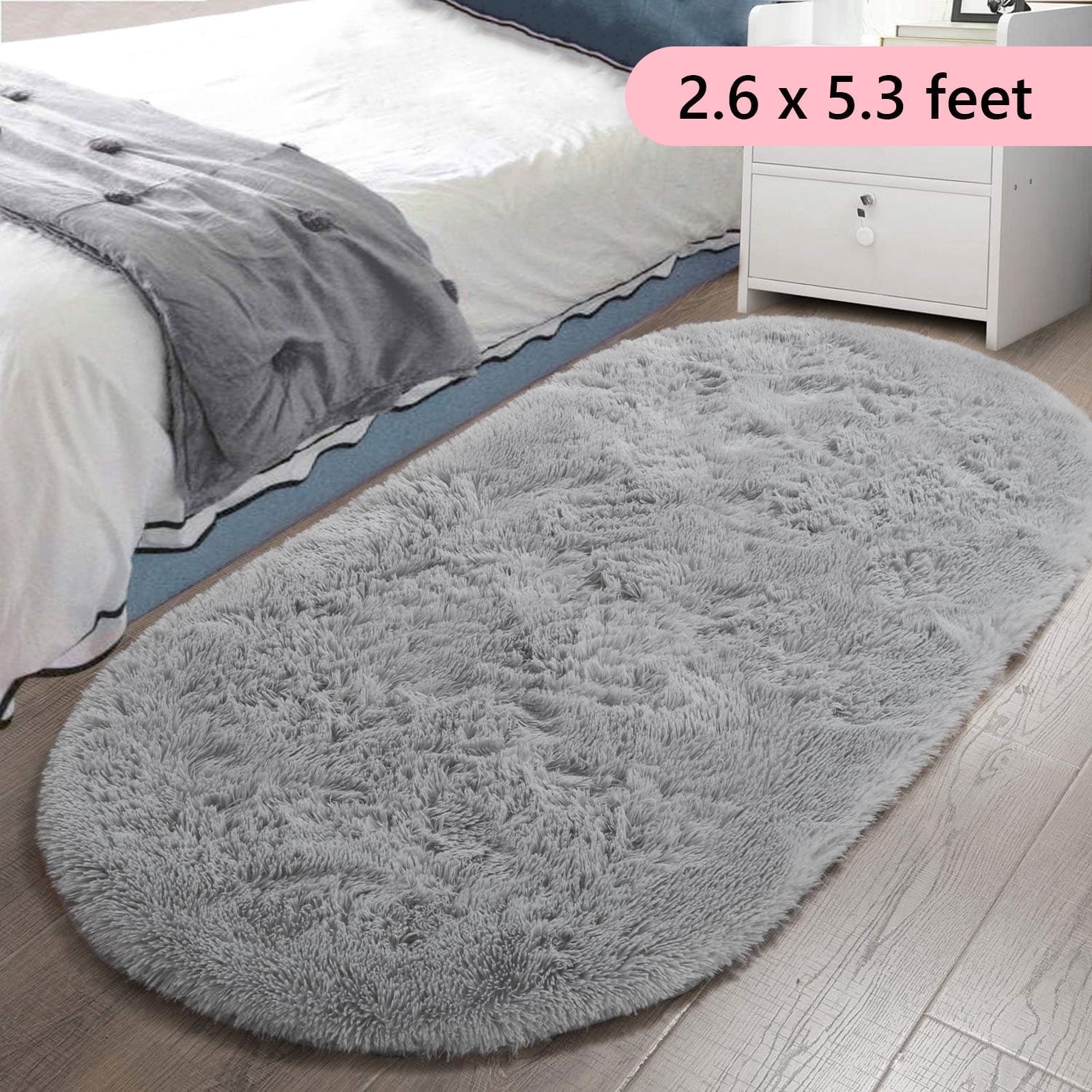 Tripumer Oval Throw Rugs 2.6 x 5.3 feet Carpet Fluffy Bedroom Rug ...