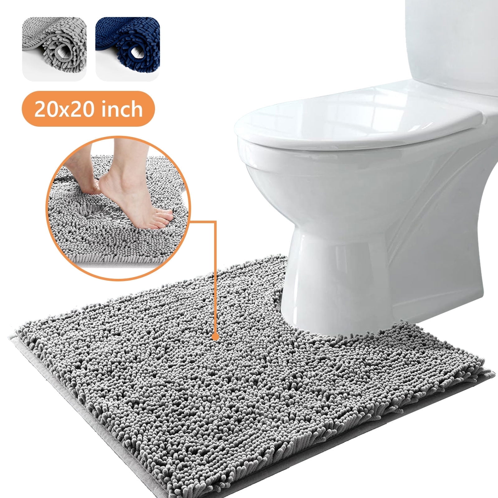 Tripumer U-Shaped Bath Mat, Toilet Contour Chenille Rug, 20x20 inch ...