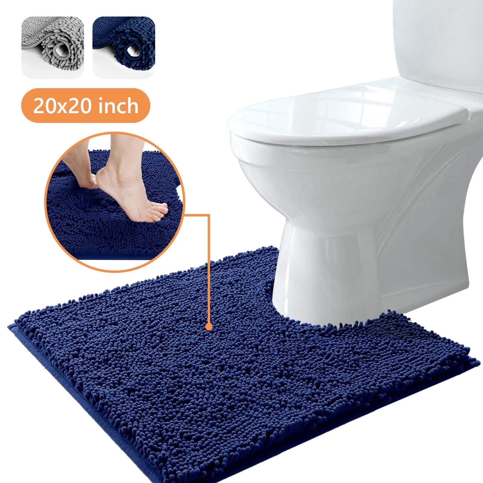 Tripumer U-Shaped Toilet Rug Toilet Contour Mat 20 x 20 inch Chenille ...