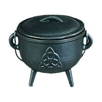 4" Triquetra Cast Iron Cauldron with Carry Handle for Spells, Smudging, Ritual & Blessings ...