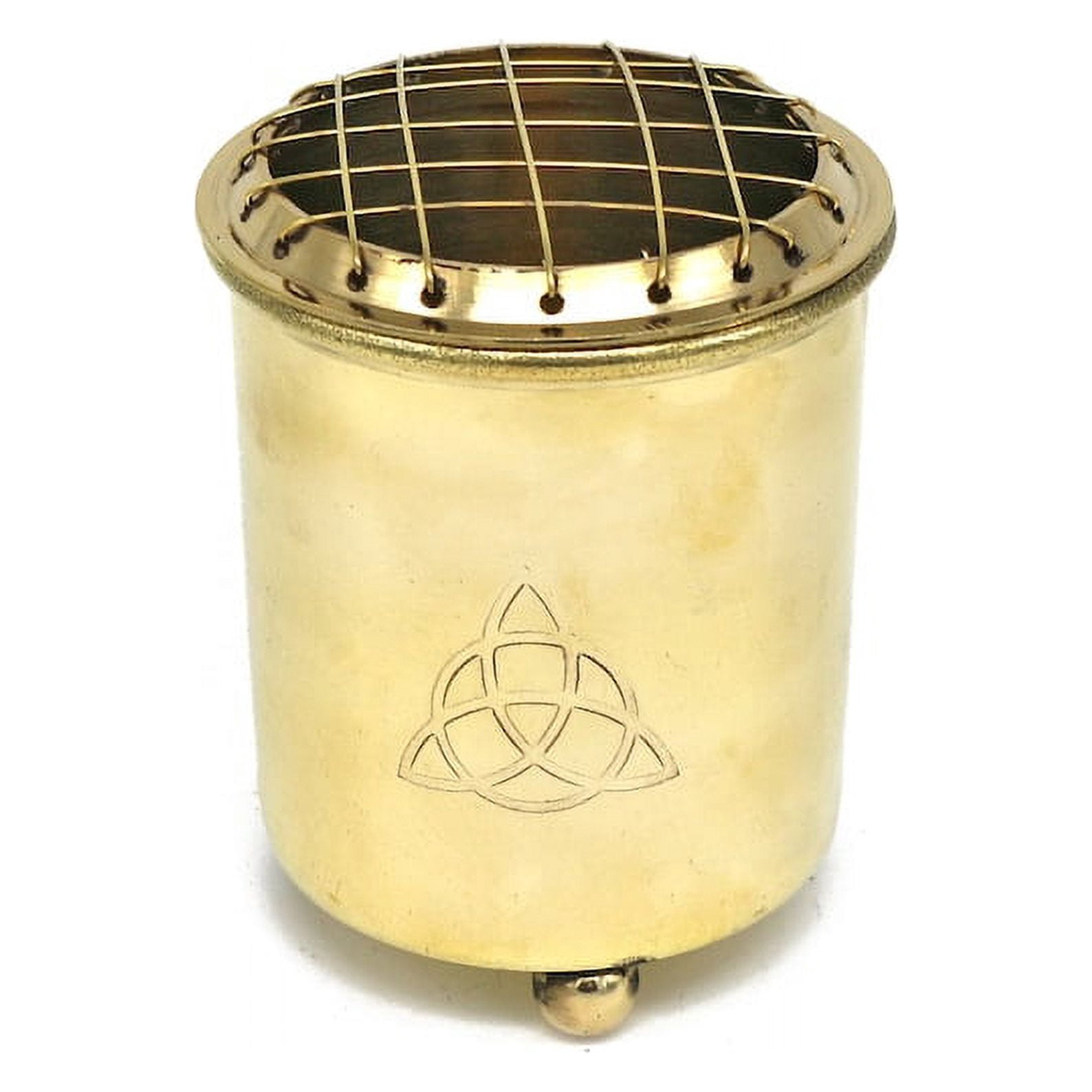 Triquetra Gold Engraved Brass Resin Incense Burner with Removable ...