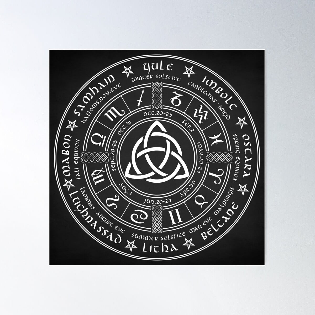 Triquetra Pagan Wheel Of The Year Poster Wall Art, Modern Wall Decor ...