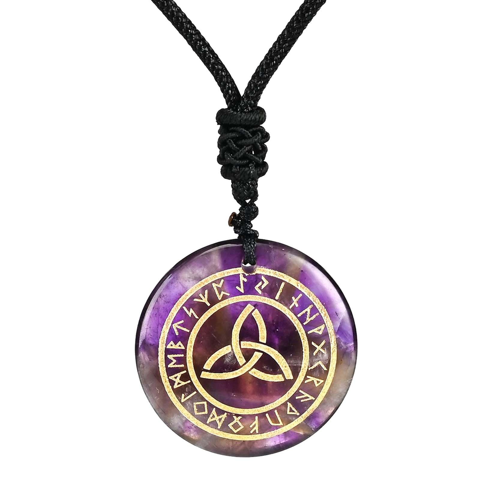 Triquetra Pendant, Necklace, Carved Rune Adjustable Rope, Jewelry Gift ...