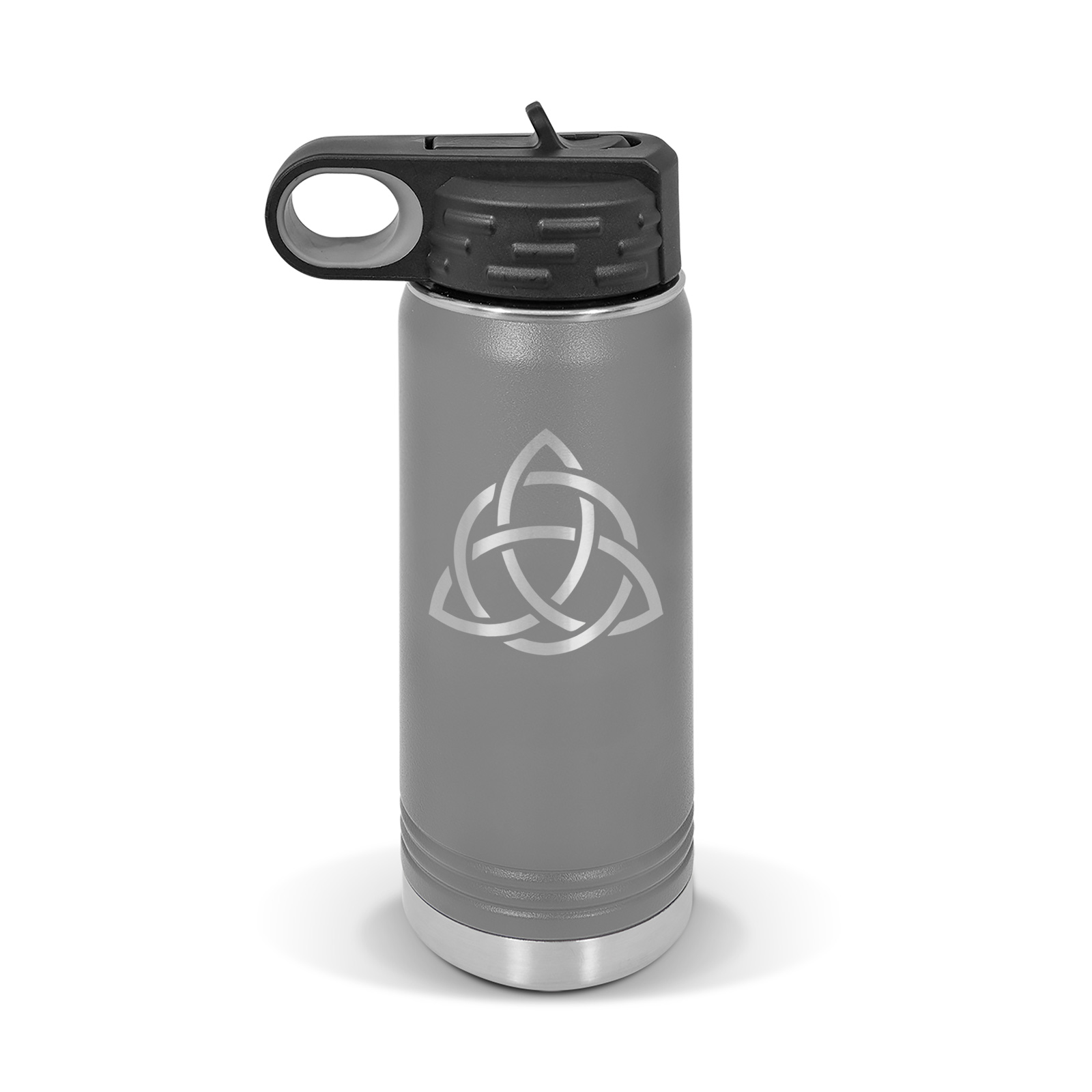 Triquetra Water Bottle 20 oz - Laser Engraved w/ Flip Top Removable ...